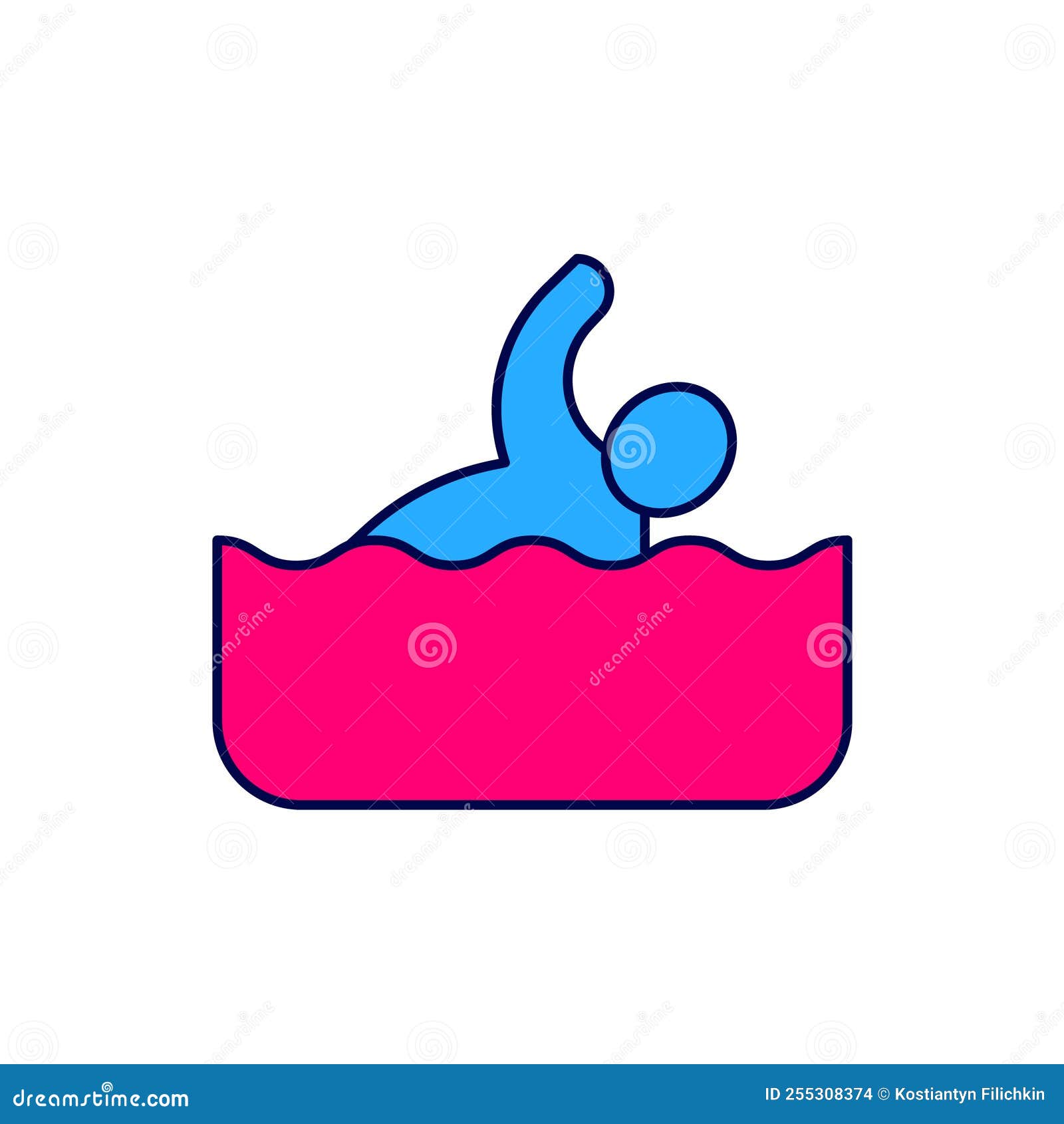 Outline Swimmer Sign Icons Lifeguard Safety Swimming Vector Image ...