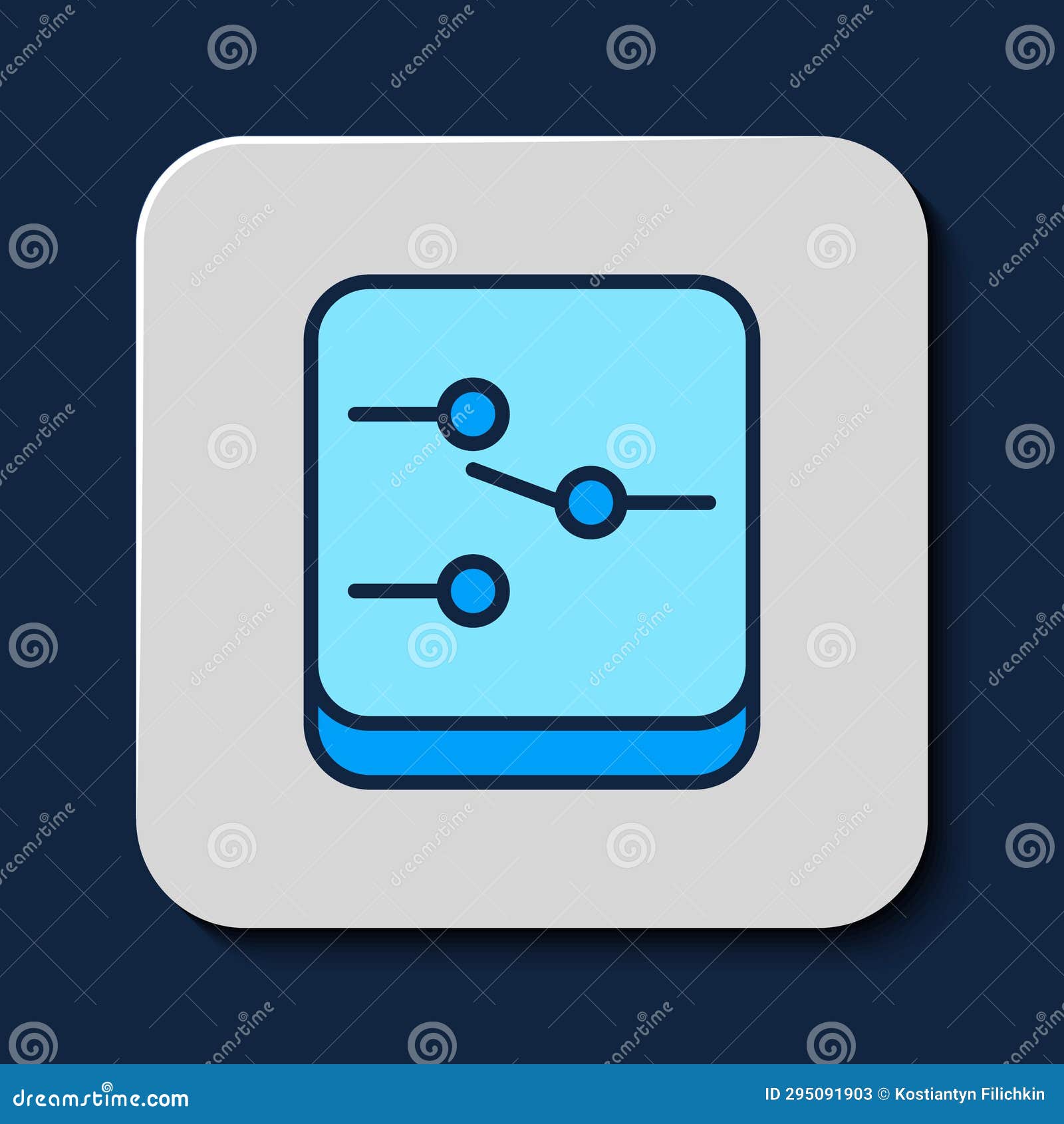 Filled Outline Switch in Electronic Circuit Icon Isolated on Blue ...
