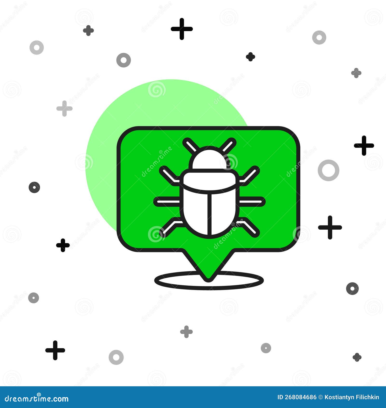 Filled Outline System Bug Concept Icon Isolated On White Background