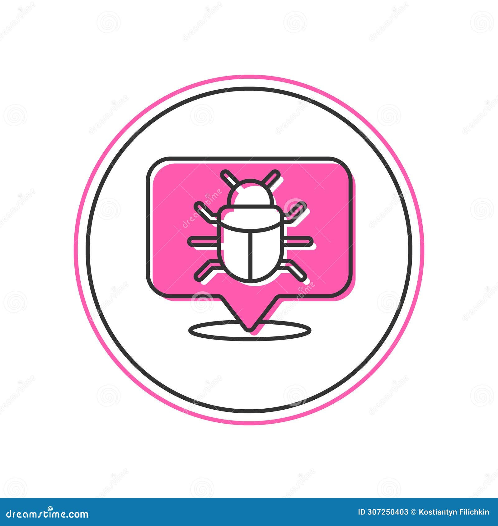 Filled Outline System Bug Concept Icon Isolated on White Background ...