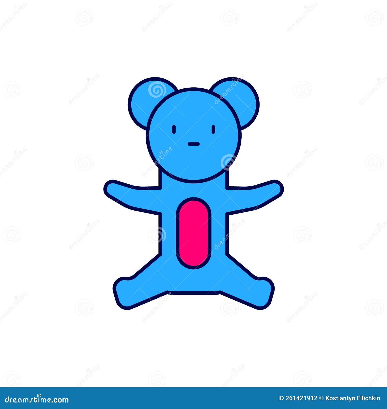 Filled Outline Teddy Bear Plush Toy Icon Isolated on White Background ...