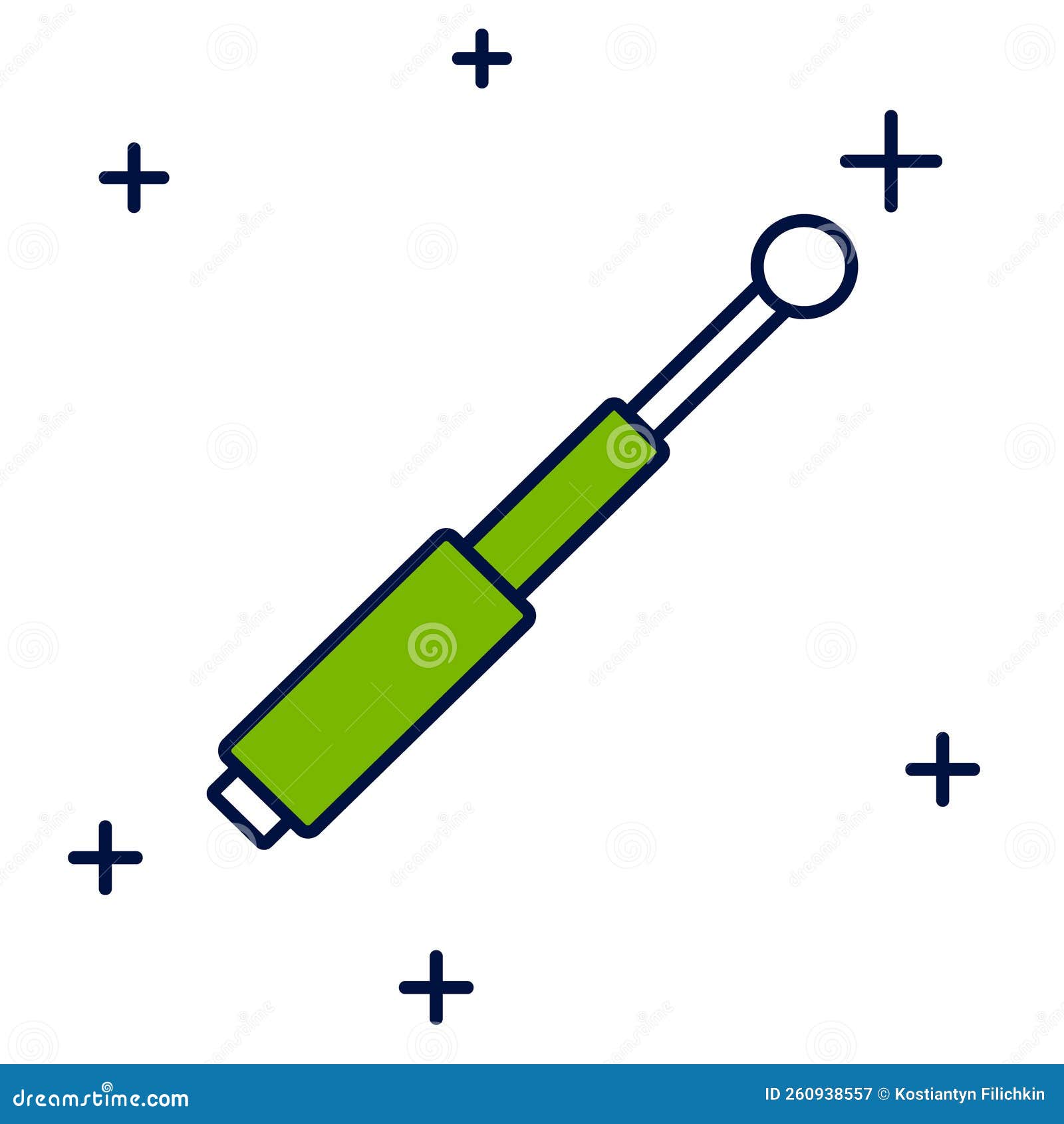 Filled Outline Telescopic Baton Icon Isolated on White Background ...