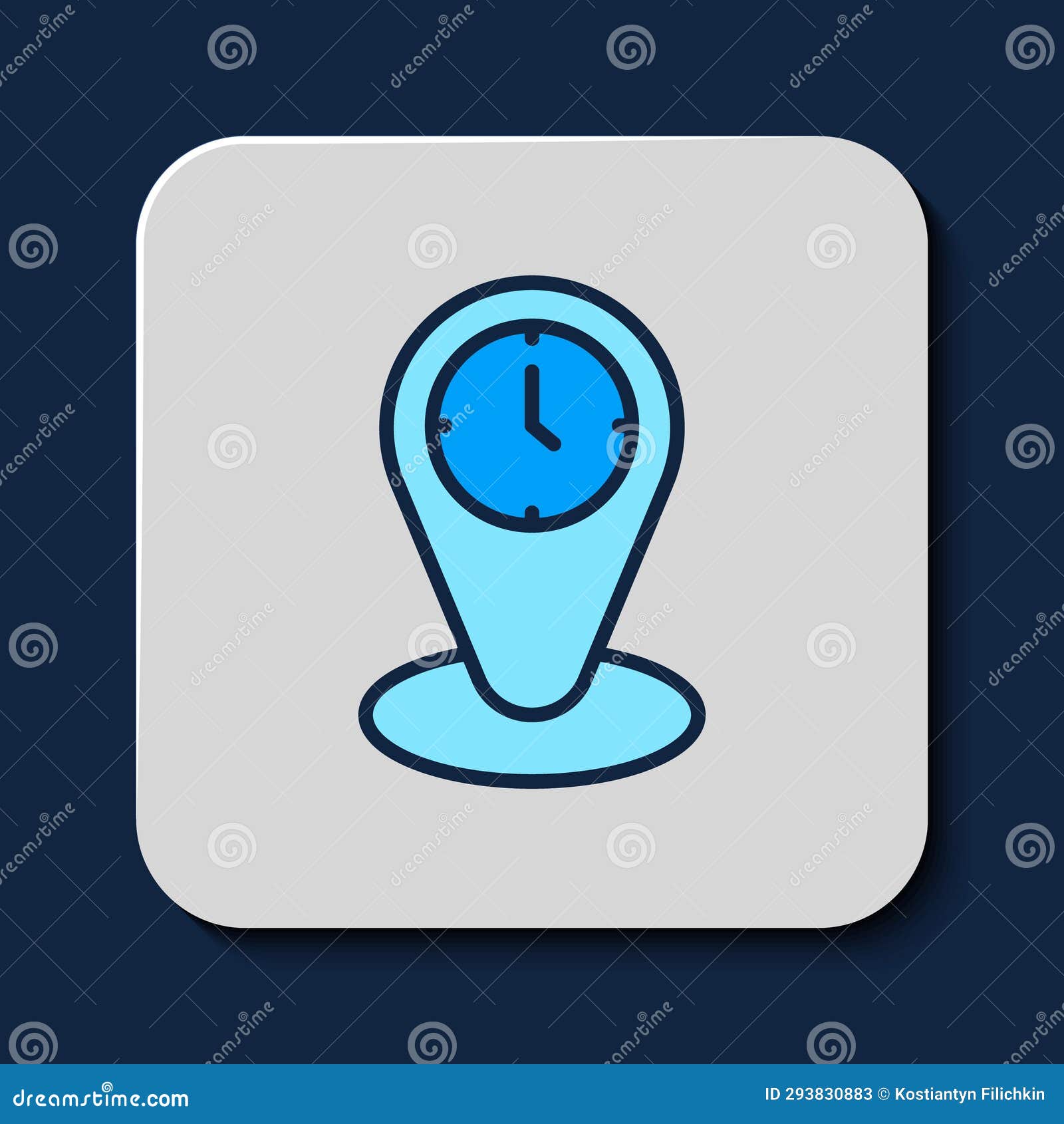 Filled Outline Time Zone Clocks Icon Isolated on Blue Background ...