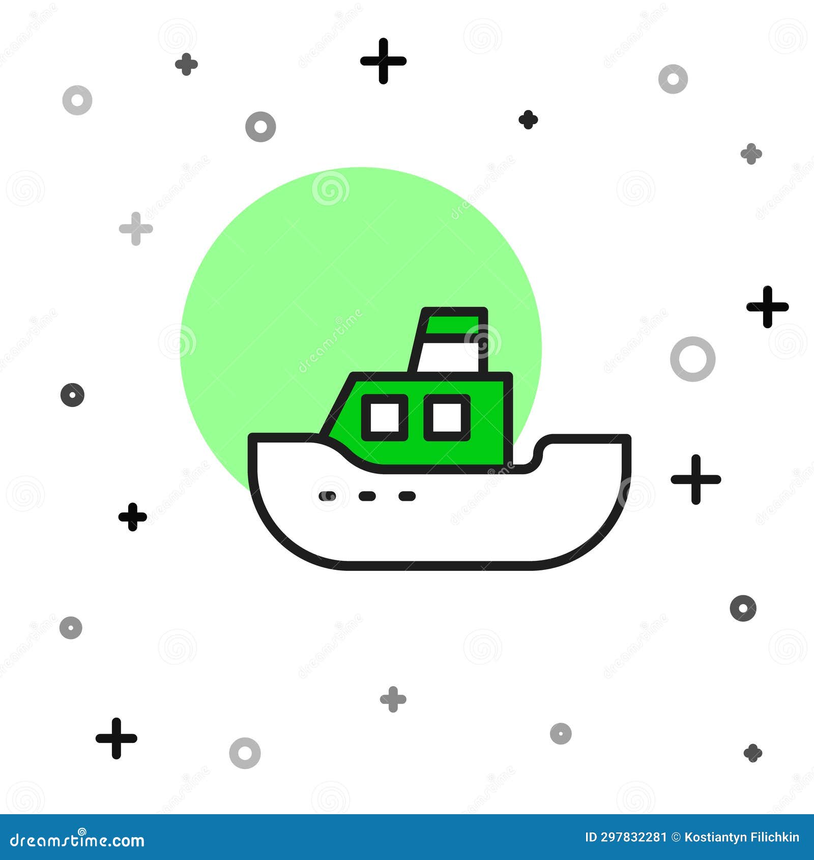 Filled Outline Toy Boat Icon Isolated on White Background. Vector Stock ...