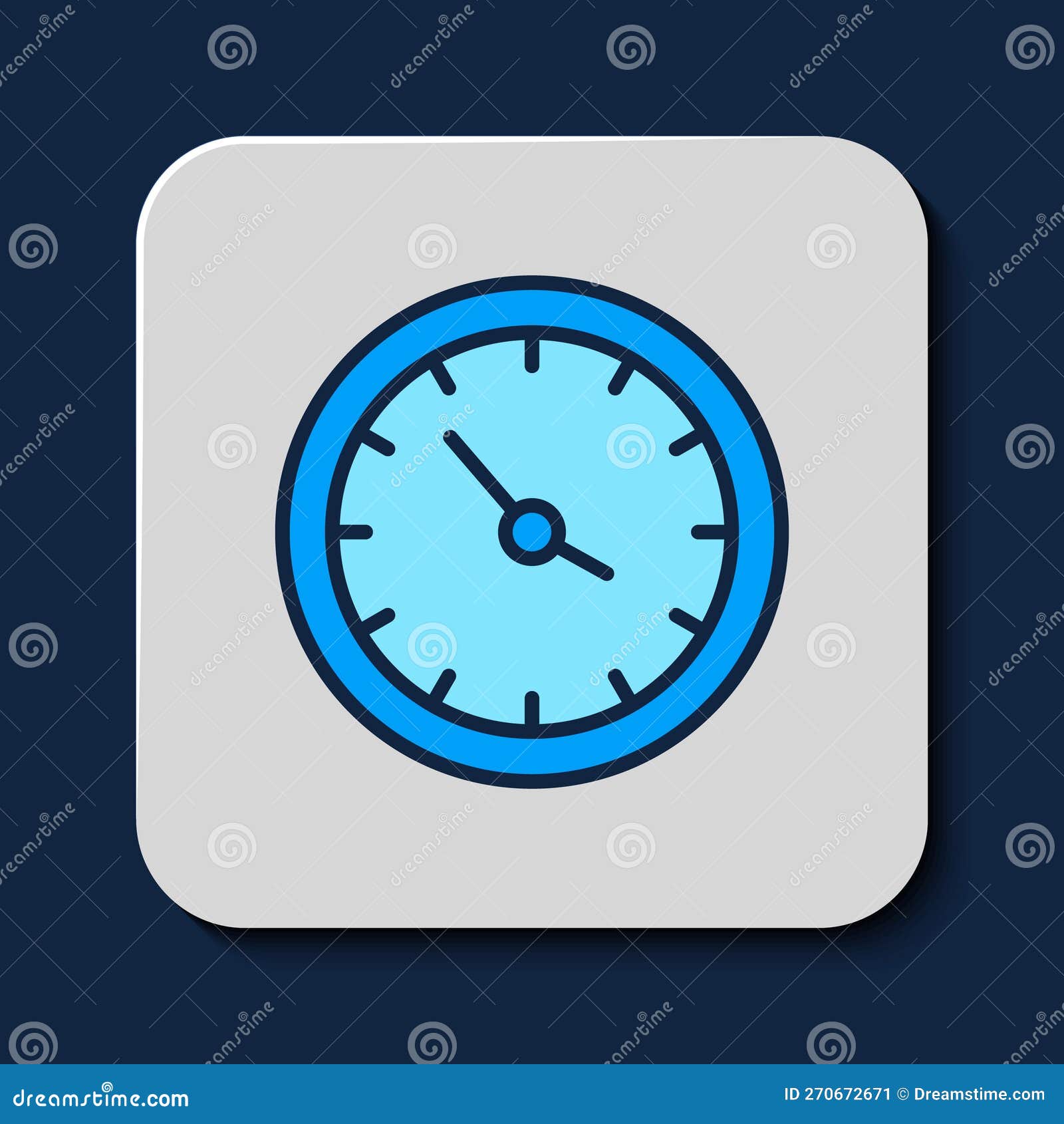 Filled Outline Train Station Clock Icon Isolated on Blue Background ...