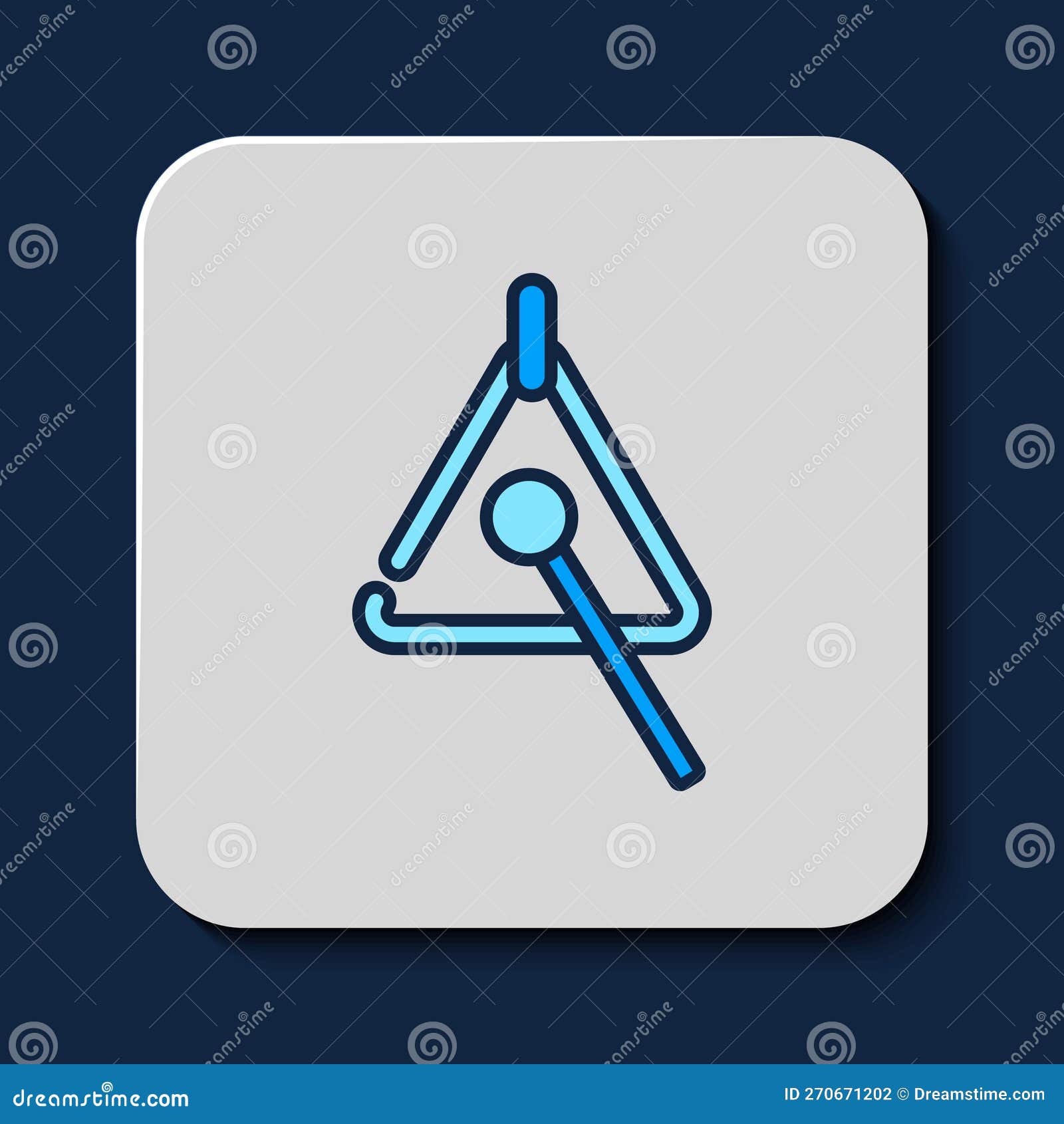 Filled Outline Triangle Musical Instrument Icon Isolated on Blue ...
