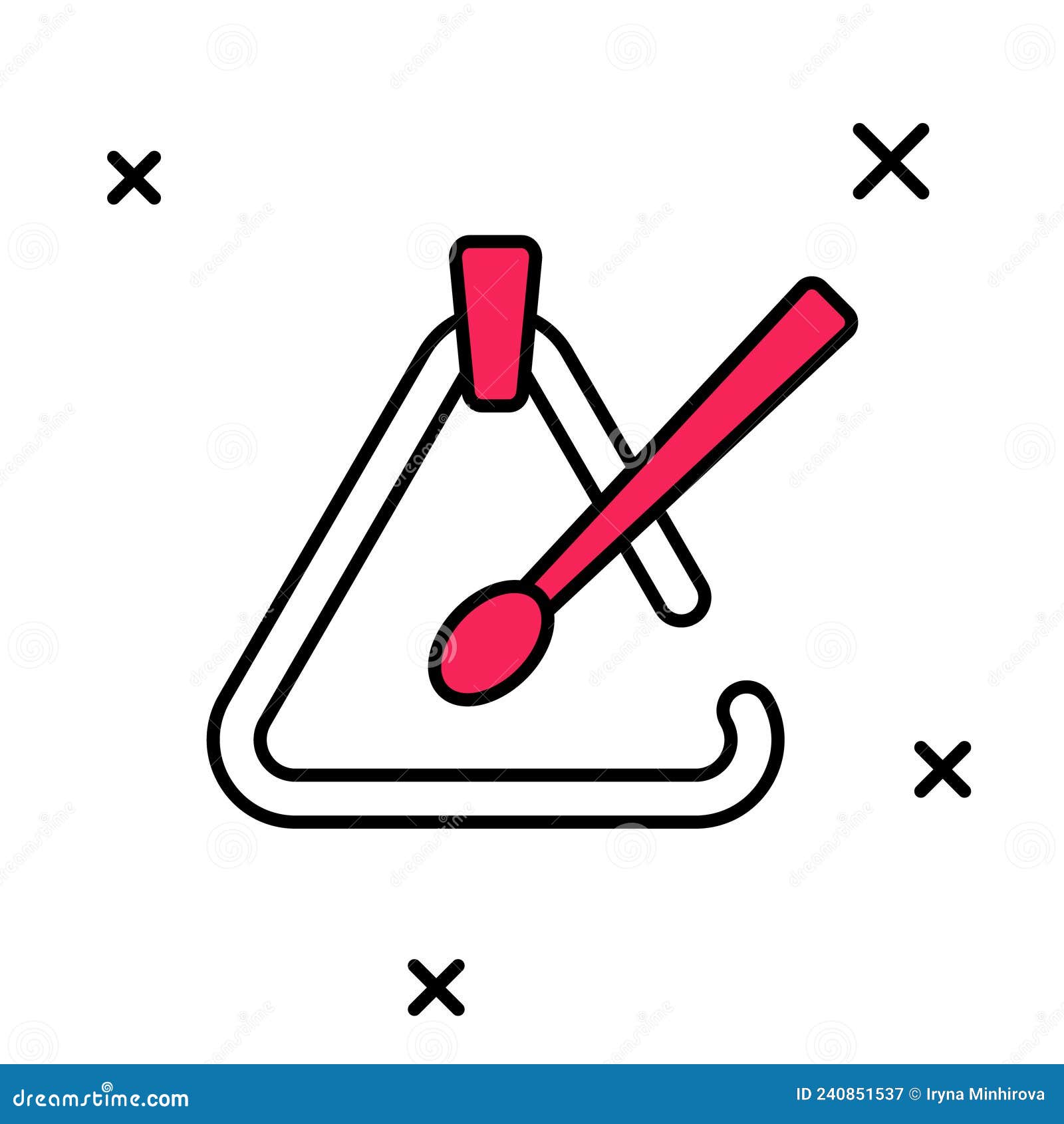 Filled Outline Triangle Musical Instrument Icon Isolated on White ...