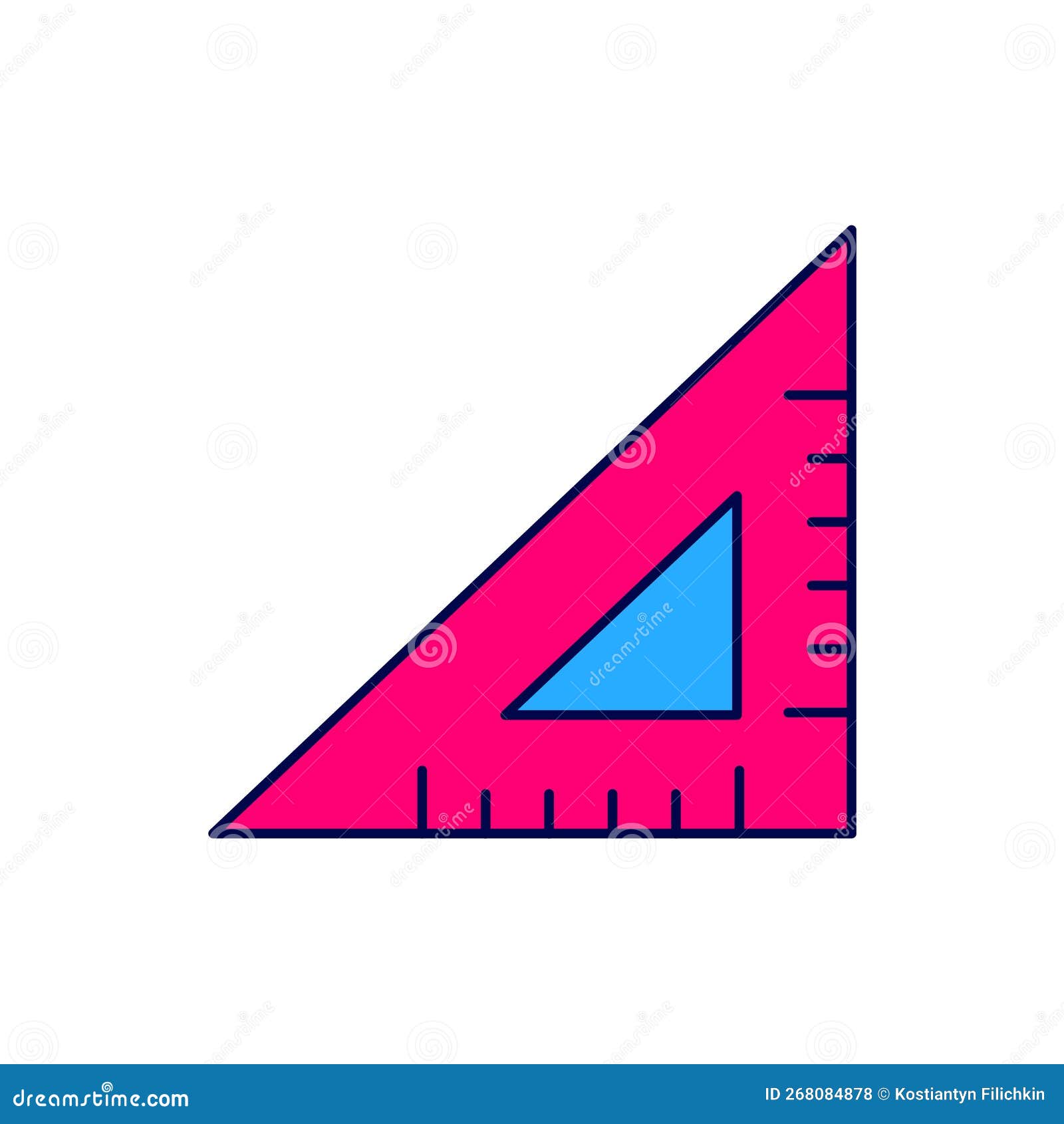 Filled Outline Triangular Ruler Icon Isolated on White Background ...