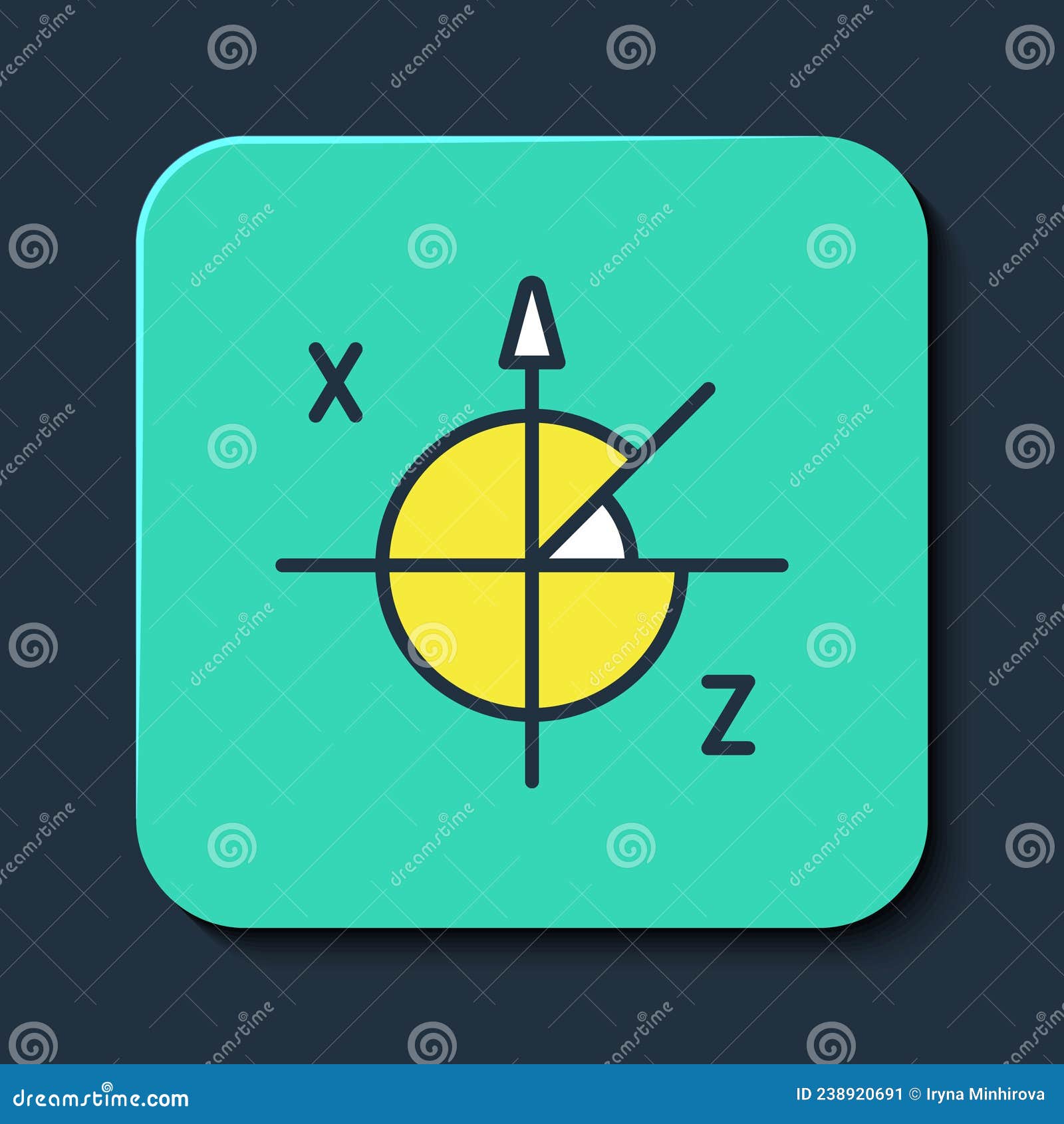 Filled Outline Trigonometric Circle Icon Isolated on Blue Background ...