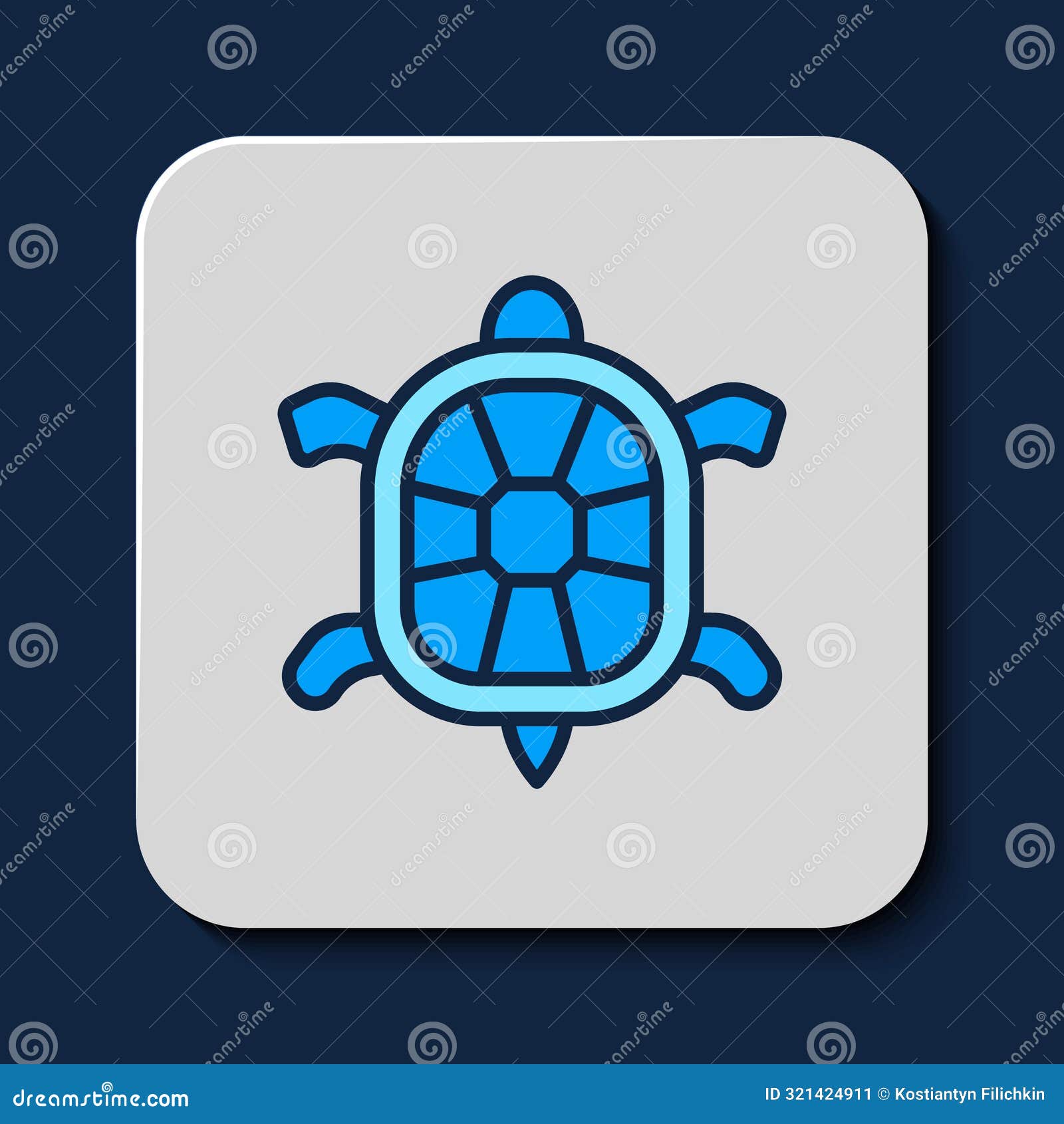 Filled Outline Turtle Icon Isolated on Blue Background. Vector Stock ...