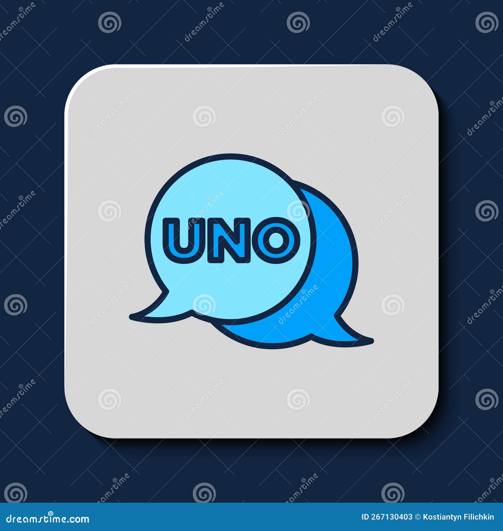 Filled Outline Uno Card Game Icon Isolated on Blue Background. Vector ...