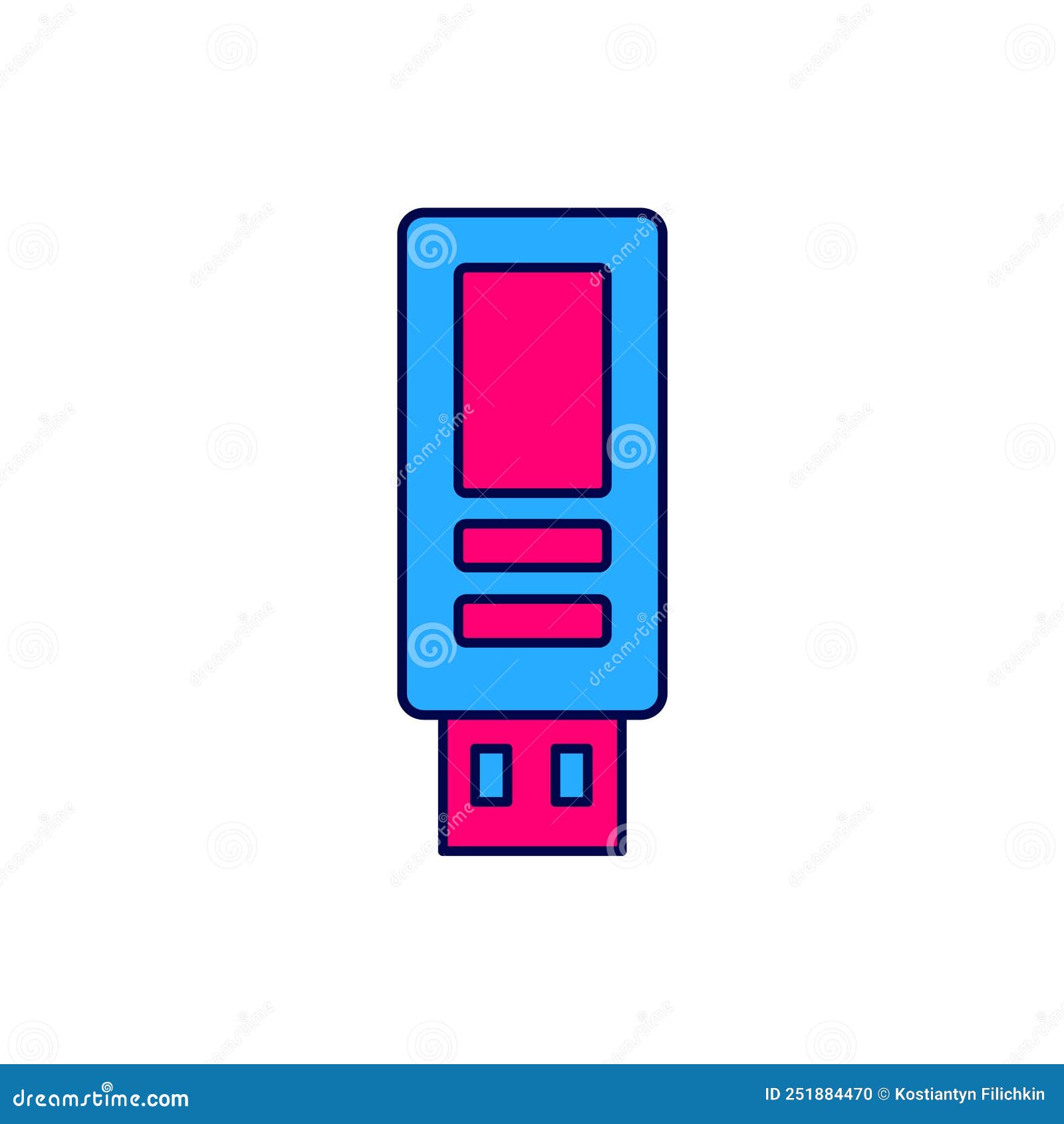 Filled Outline USB Flash Drive Icon Isolated on White Background ...