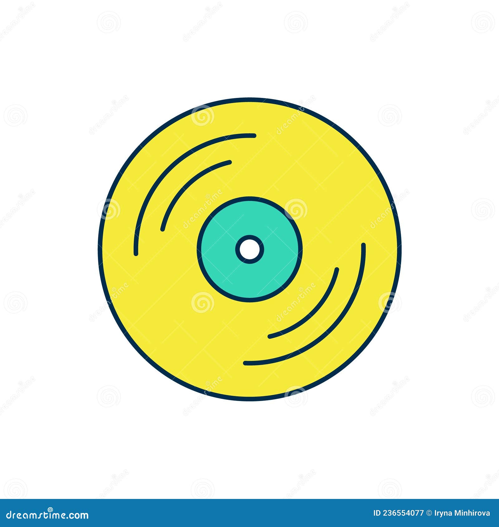 Filled Outline Vinyl Disk Icon Isolated on White Background. Vector ...