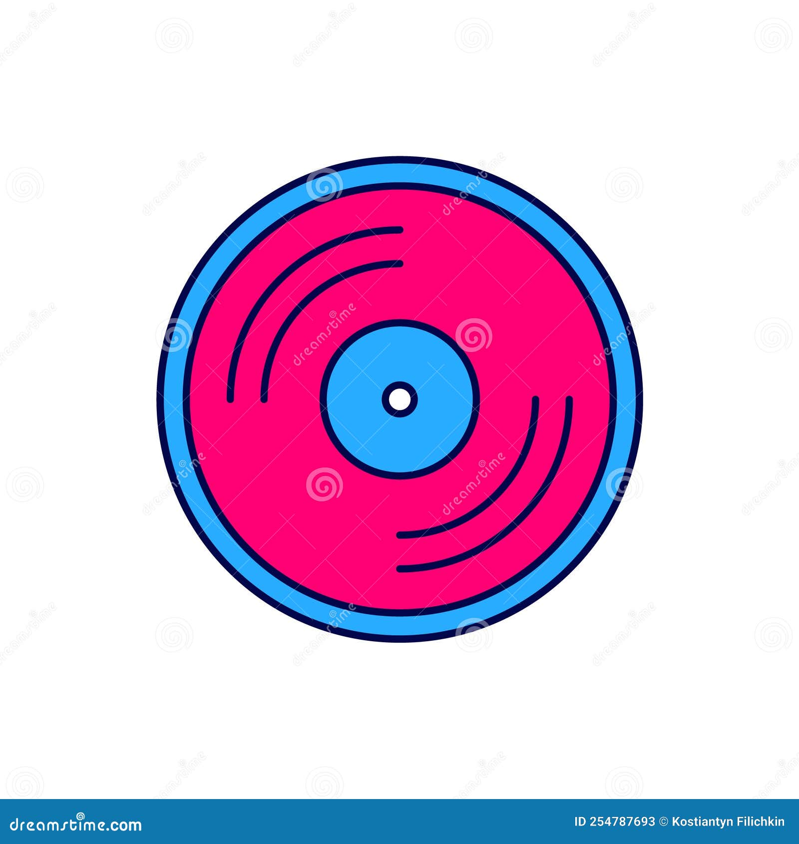 Filled Outline Vinyl Disk Icon Isolated on White Background. Vector ...