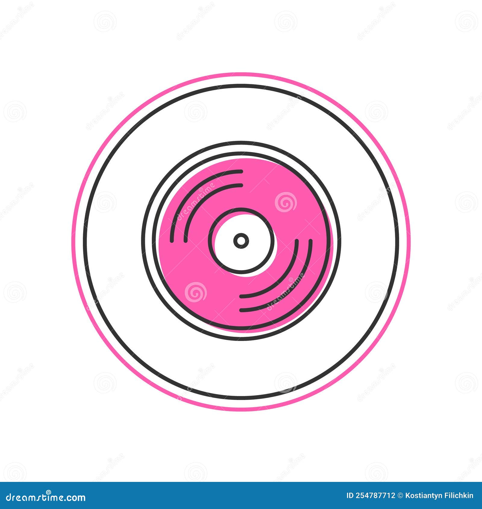 Filled Outline Vinyl Disk Icon Isolated on White Background. Vector ...