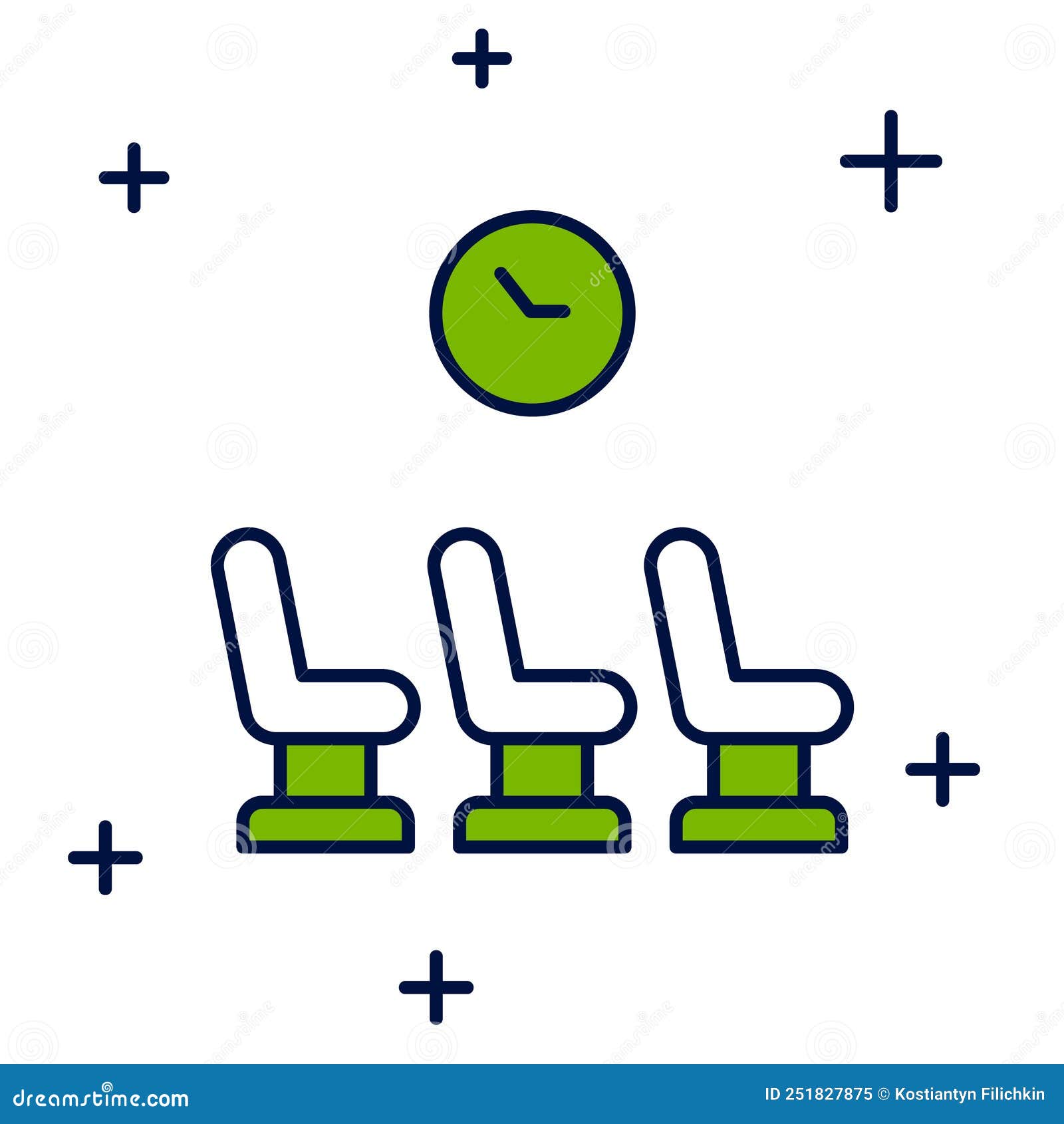 Filled Outline Waiting Room Icon Isolated on White Background. Vector ...