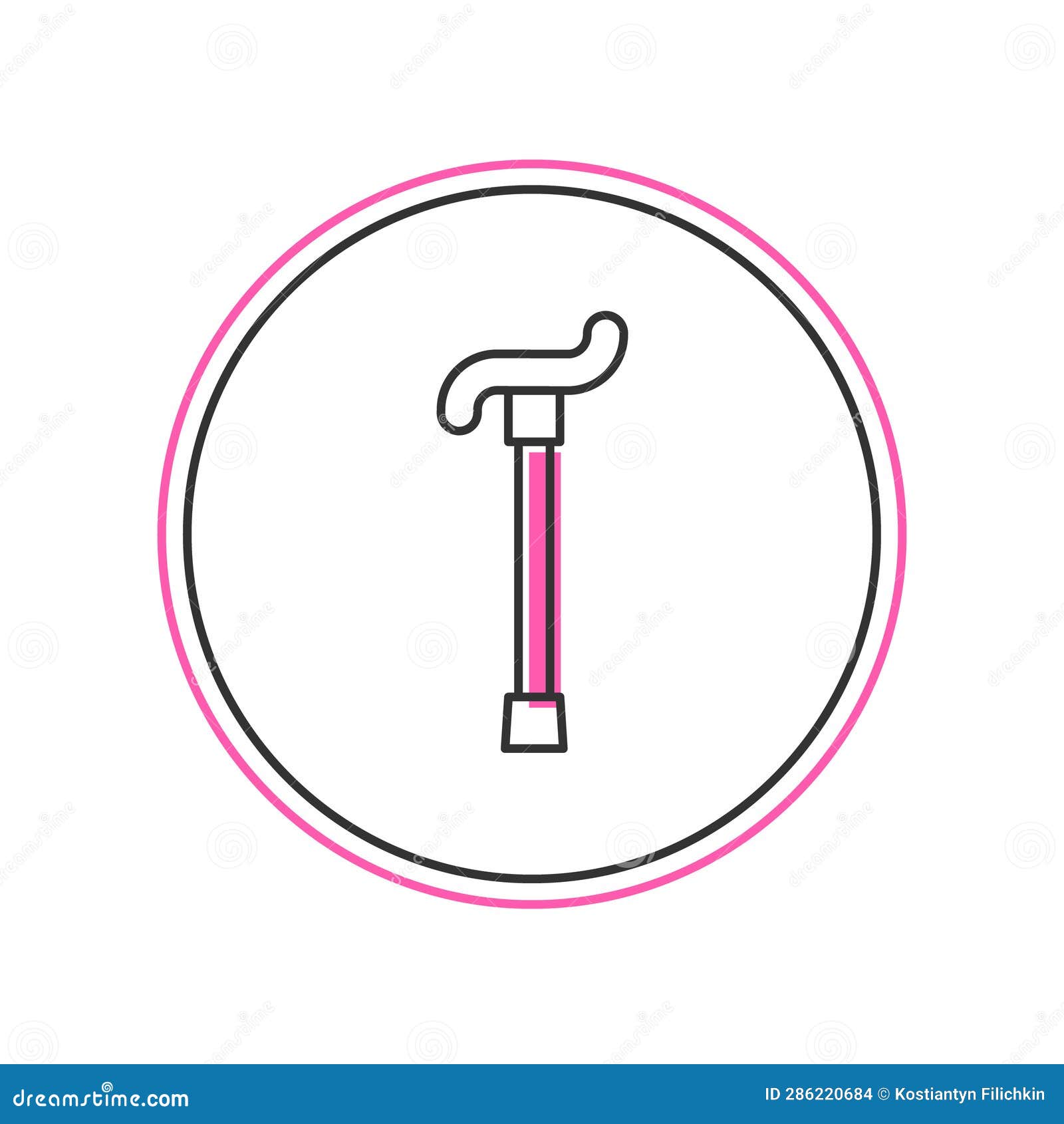 Filled Outline Walking Stick Cane Icon Isolated On White Background ...