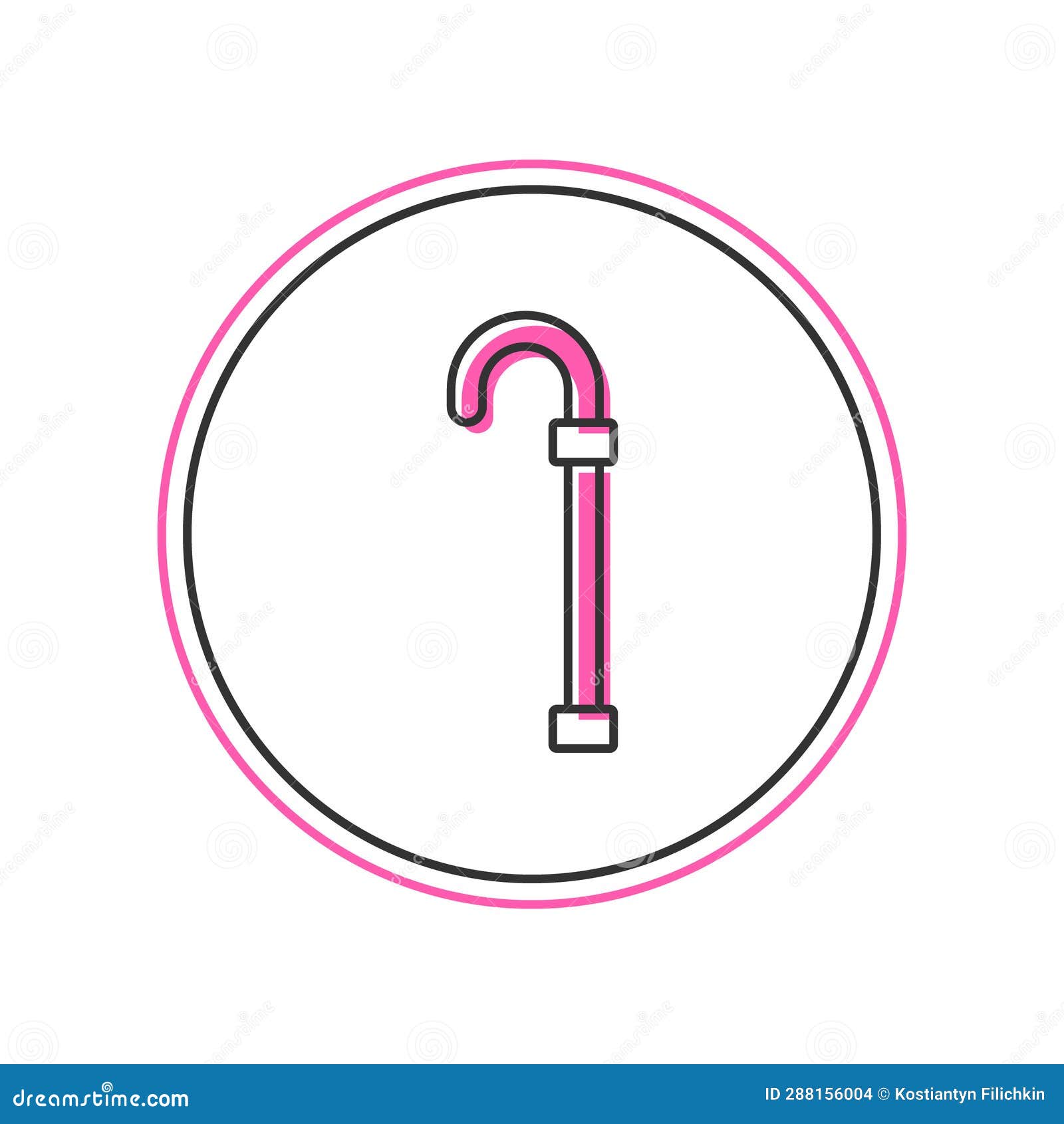 Filled Outline Walking Stick Cane Icon Isolated On White Background ...