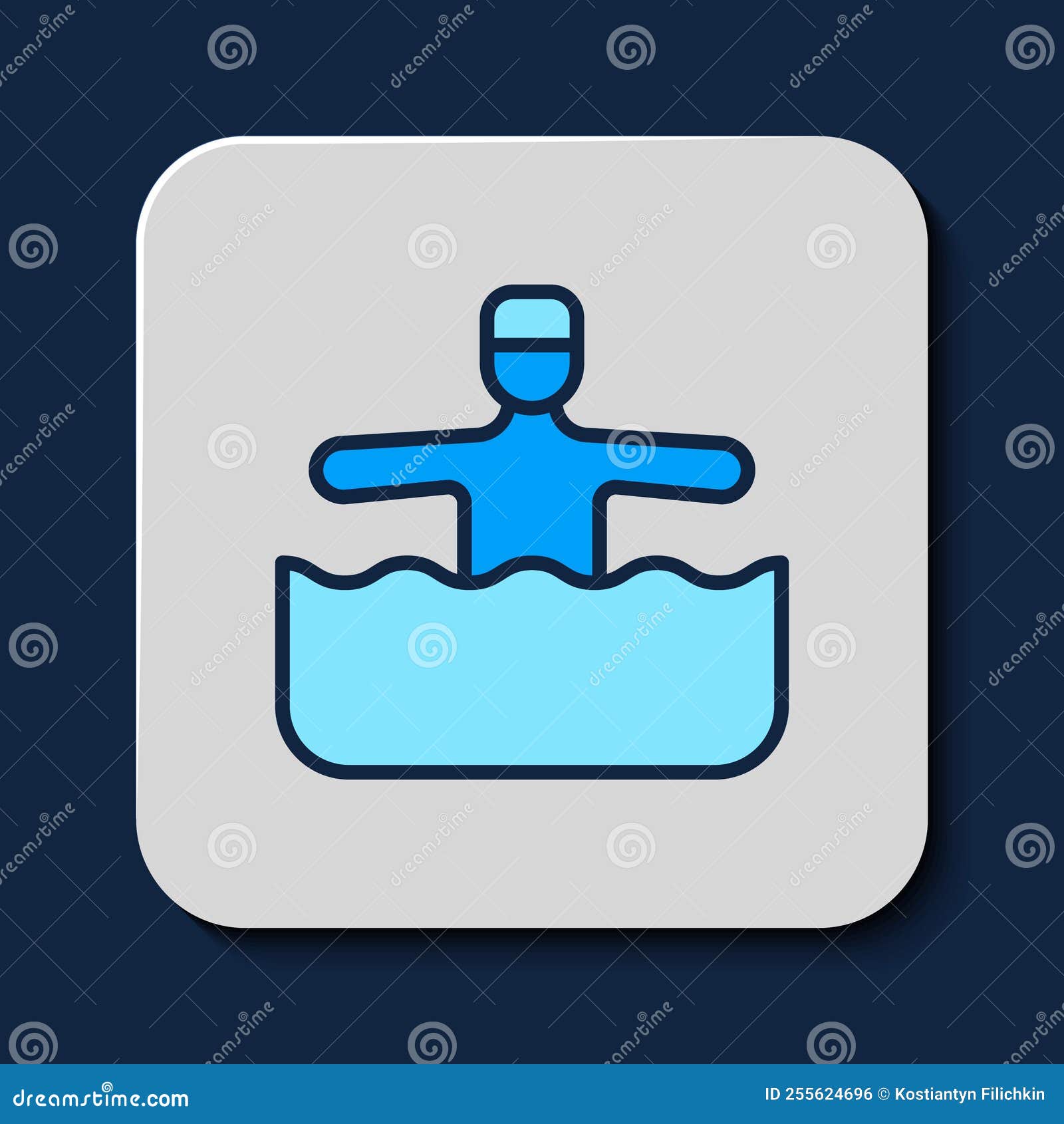 Filled Outline Water Gymnastics Icon Isolated on Blue Background ...
