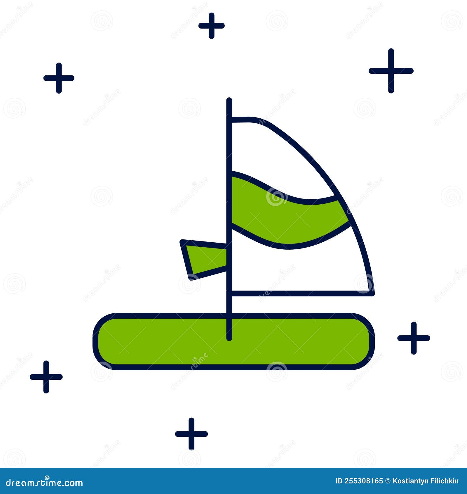 Filled Outline Windsurfing Icon Isolated on White Background. Vector ...