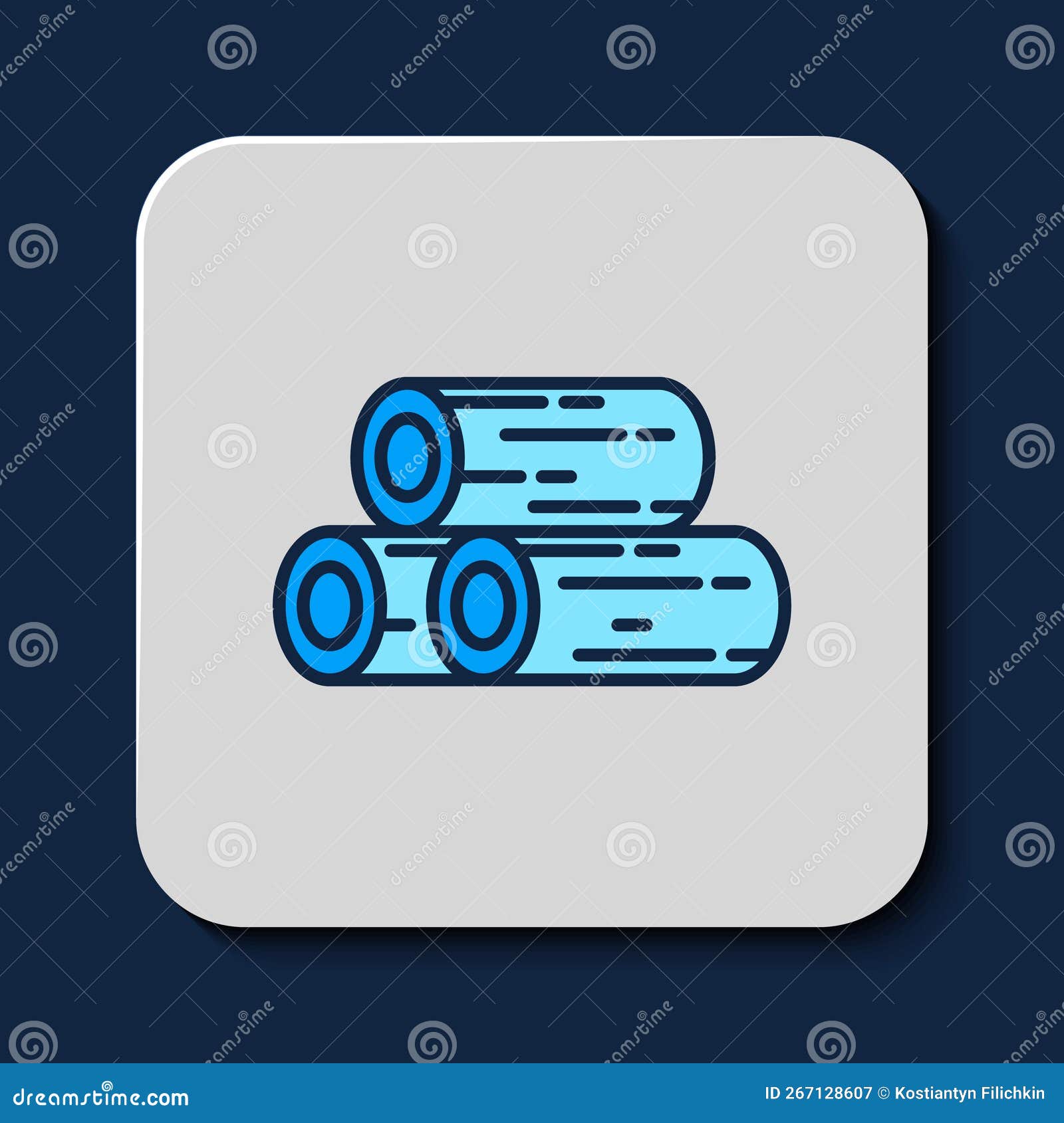 Filled Outline Wooden Logs Icon Isolated on Blue Background. Stack of ...