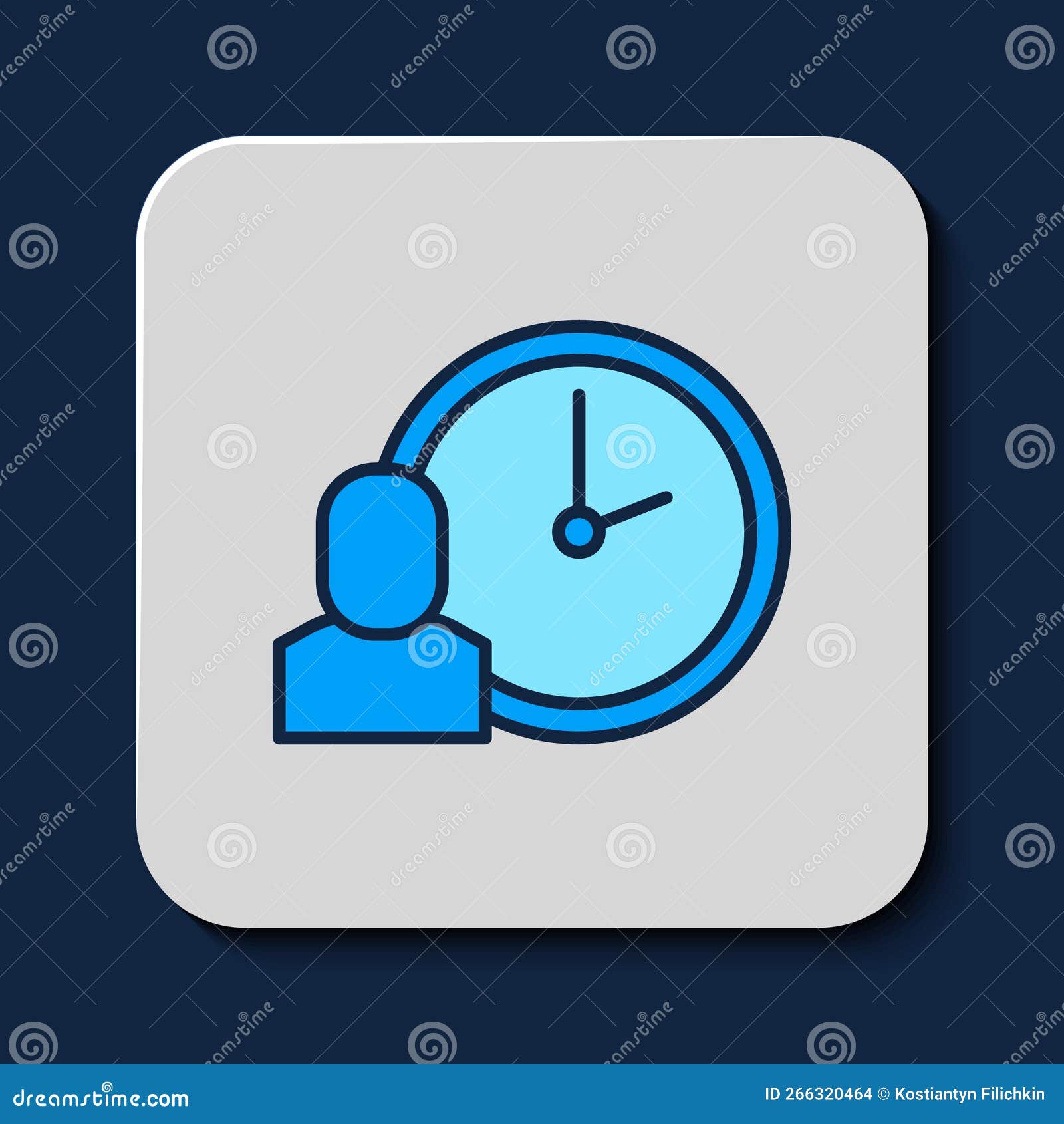 Filled Outline Work Time Icon Isolated on Blue Background. Office ...