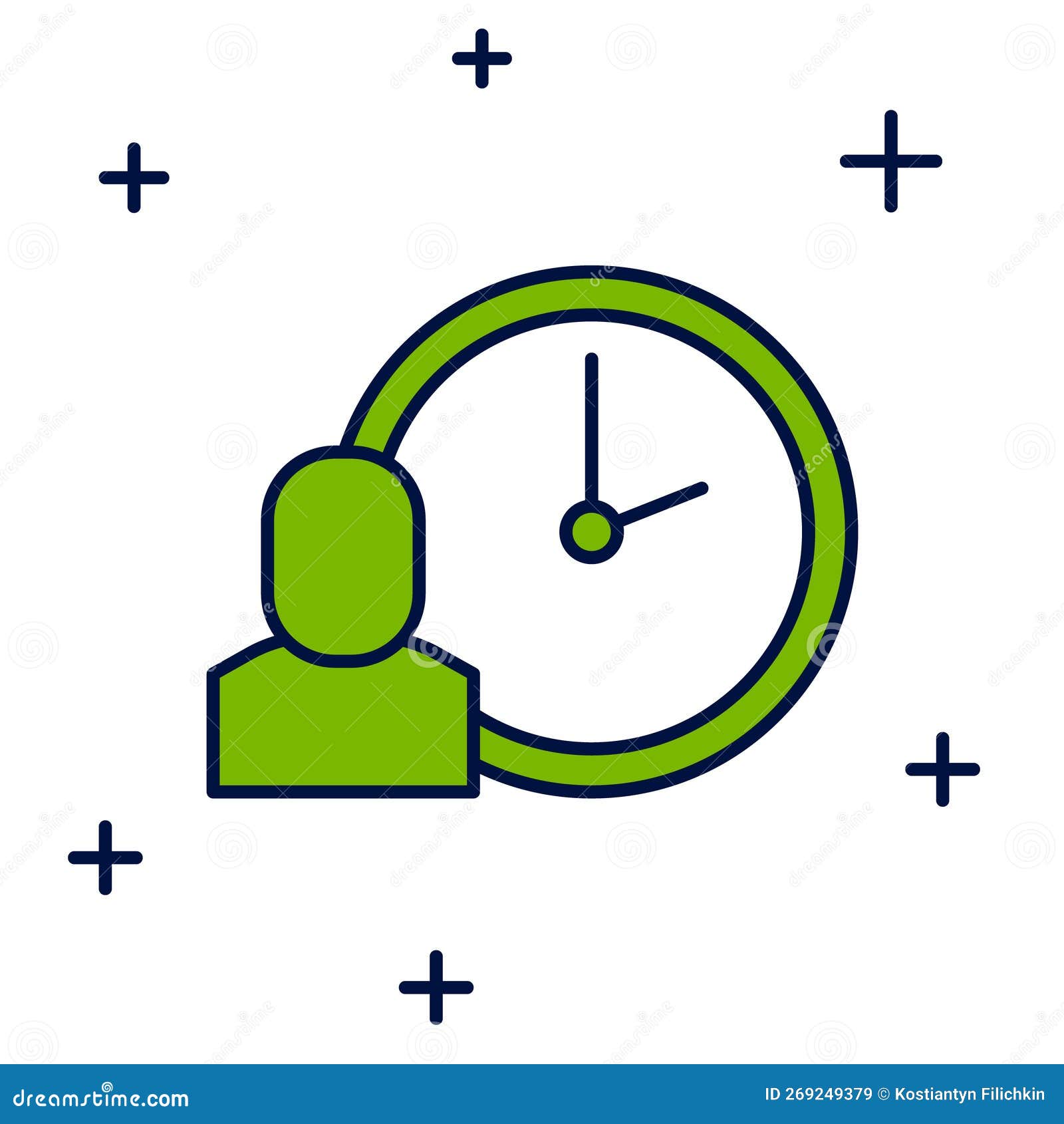 Filled Outline Work Time Icon Isolated on White Background. Office ...