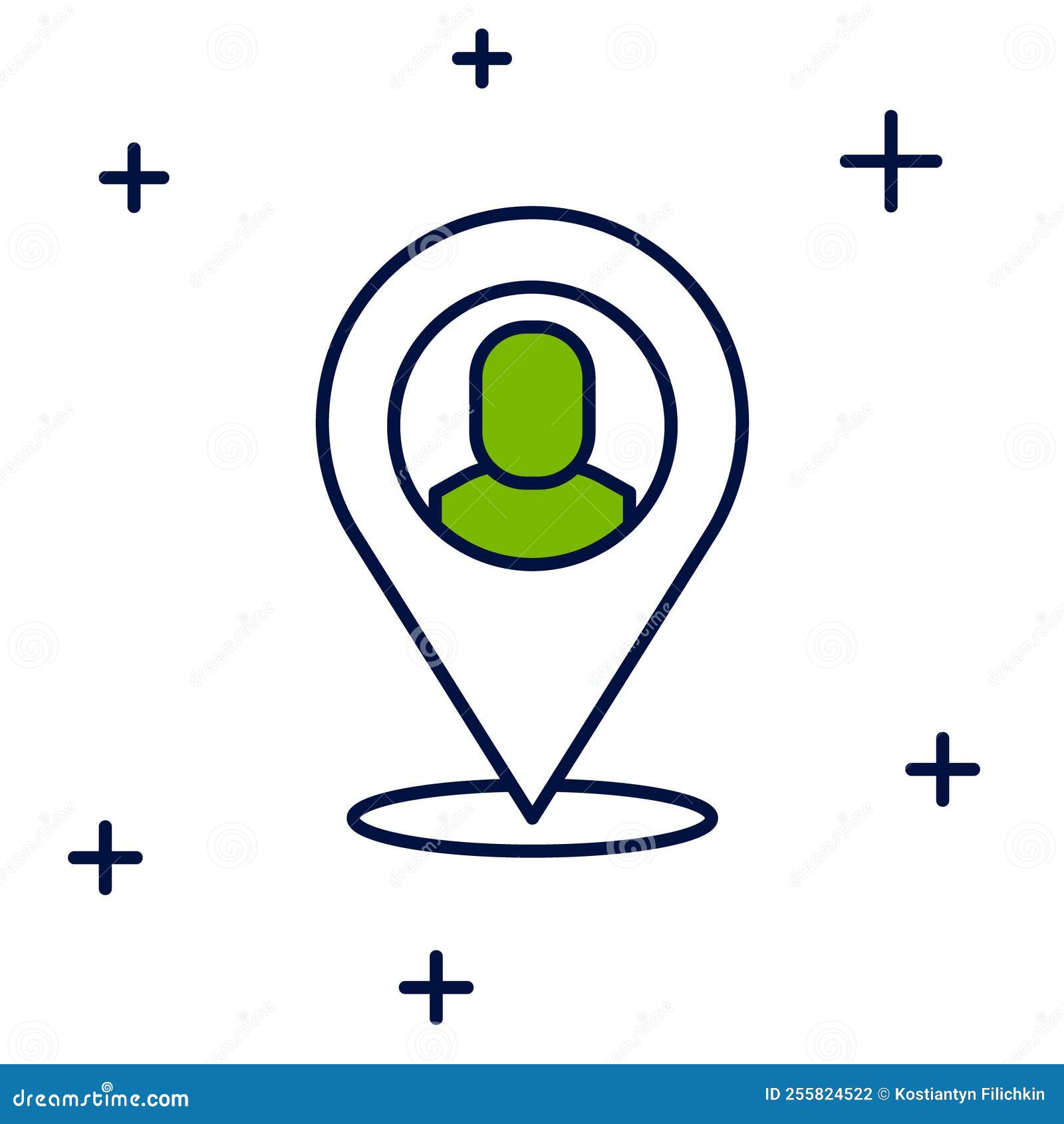 Filled Outline Worker Location Icon Isolated on White Background ...