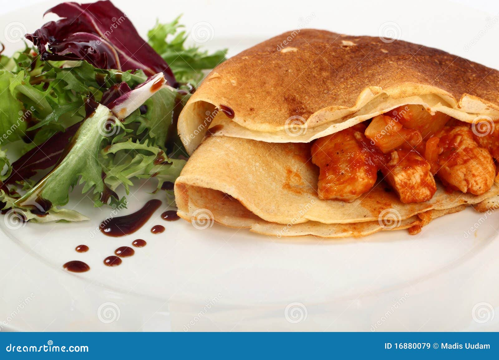 Filled Pancakes with Salad and Dressing Stock Image - Image of cuisine ...