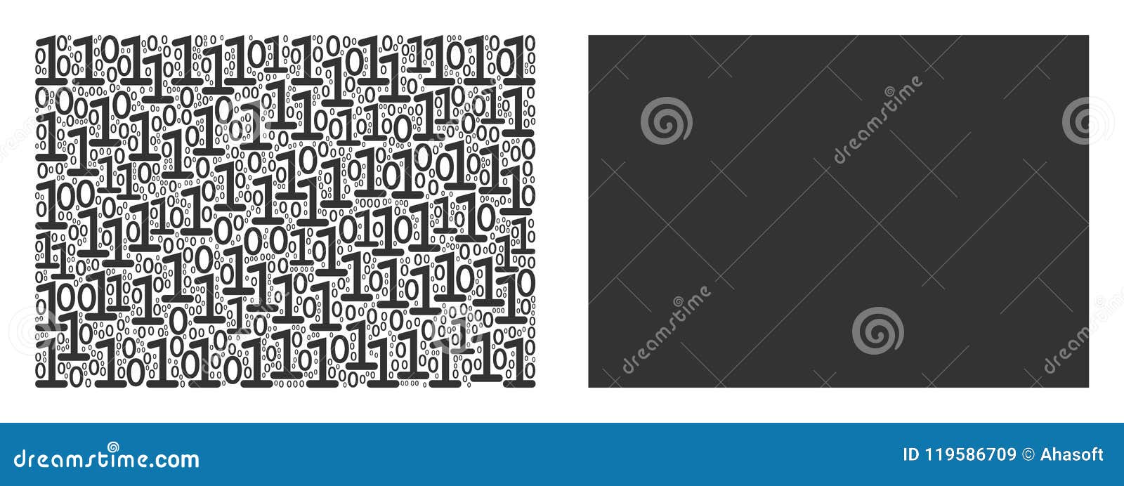 Filled Rectange Collage of Binary Digits Stock Vector - Illustration of ...