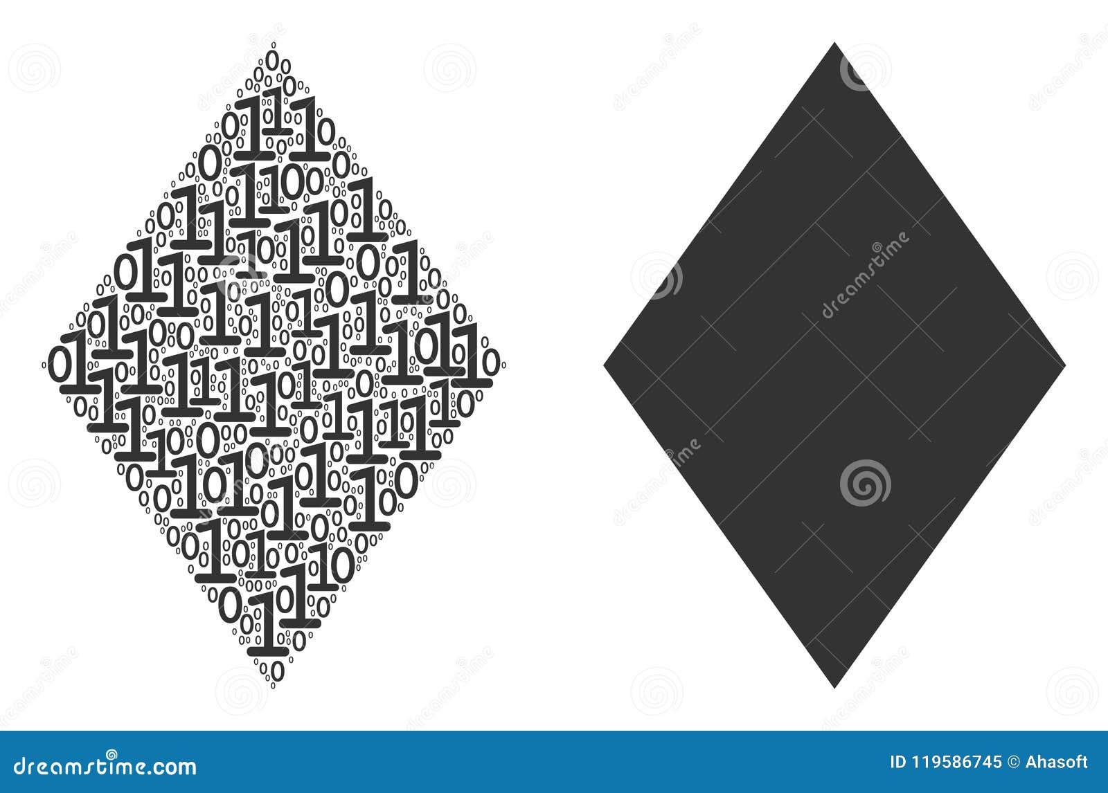 Filled Rhombus Mosaic of Binary Digits Stock Vector - Illustration of ...