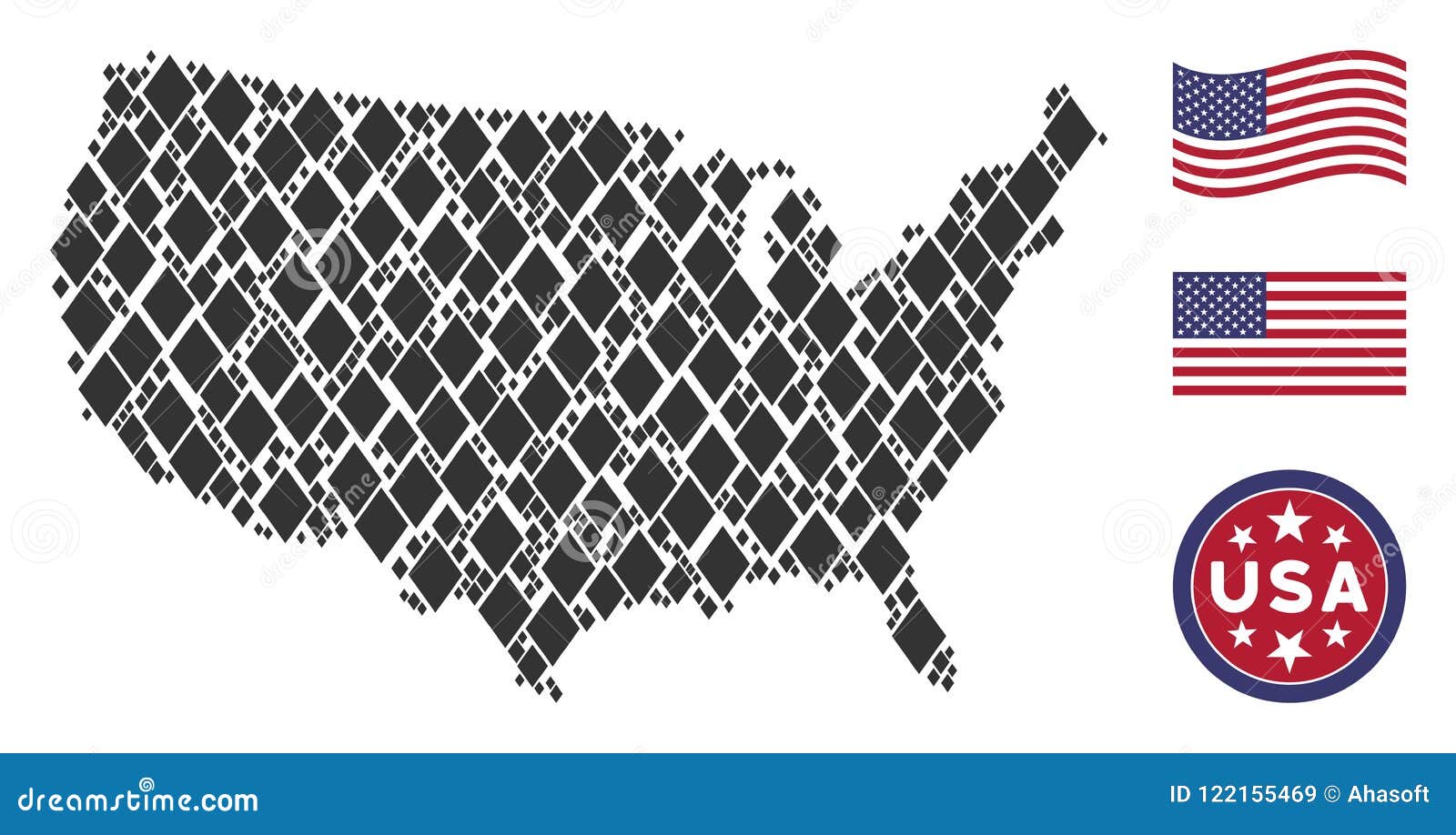 USA Map Stylization of Filled Rhombus Stock Vector - Illustration of ...