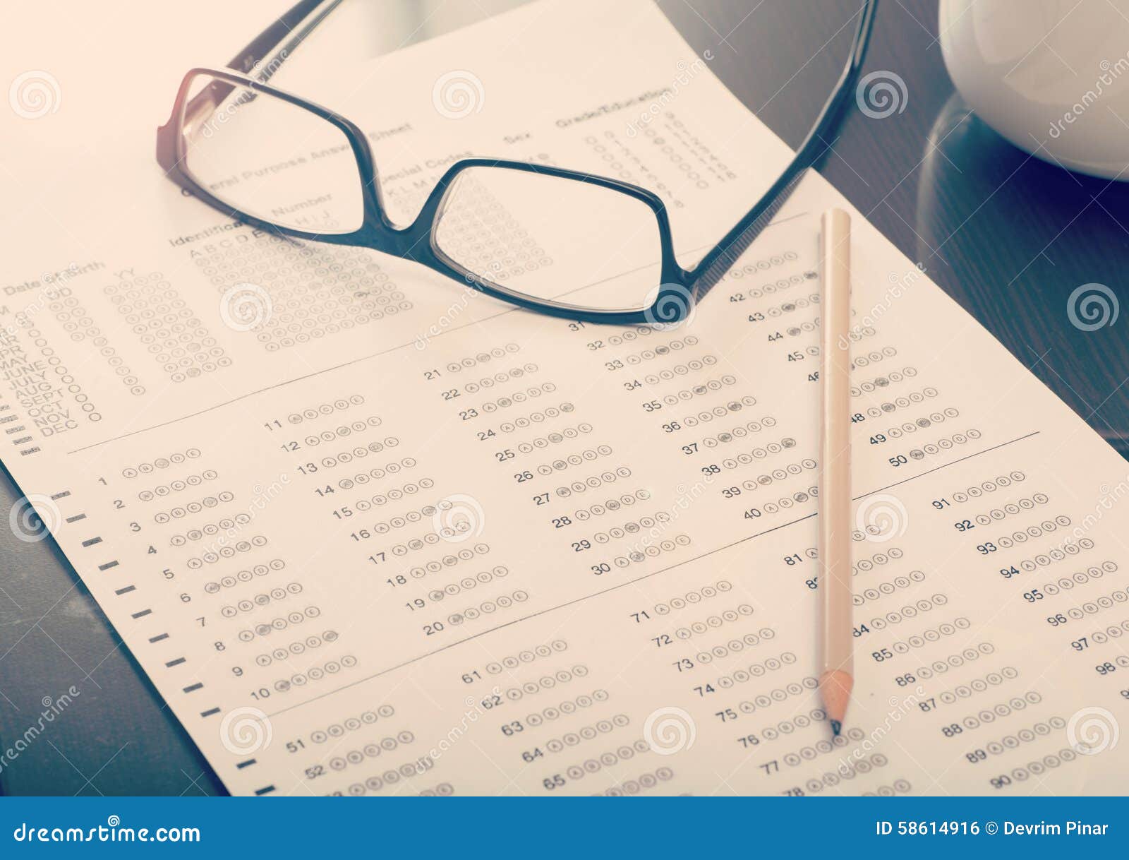 Filled Standardized Test Form Stock Photo - Image of bubble, depth ...