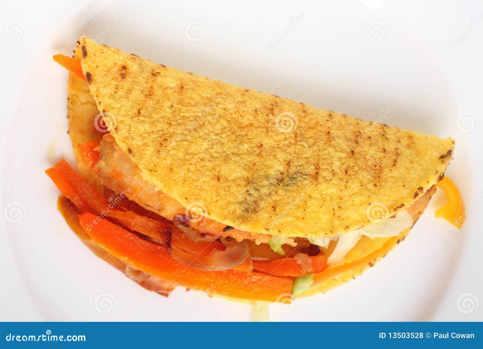 Filled taco from above stock photo. Image of snack, horizontal - 13503528