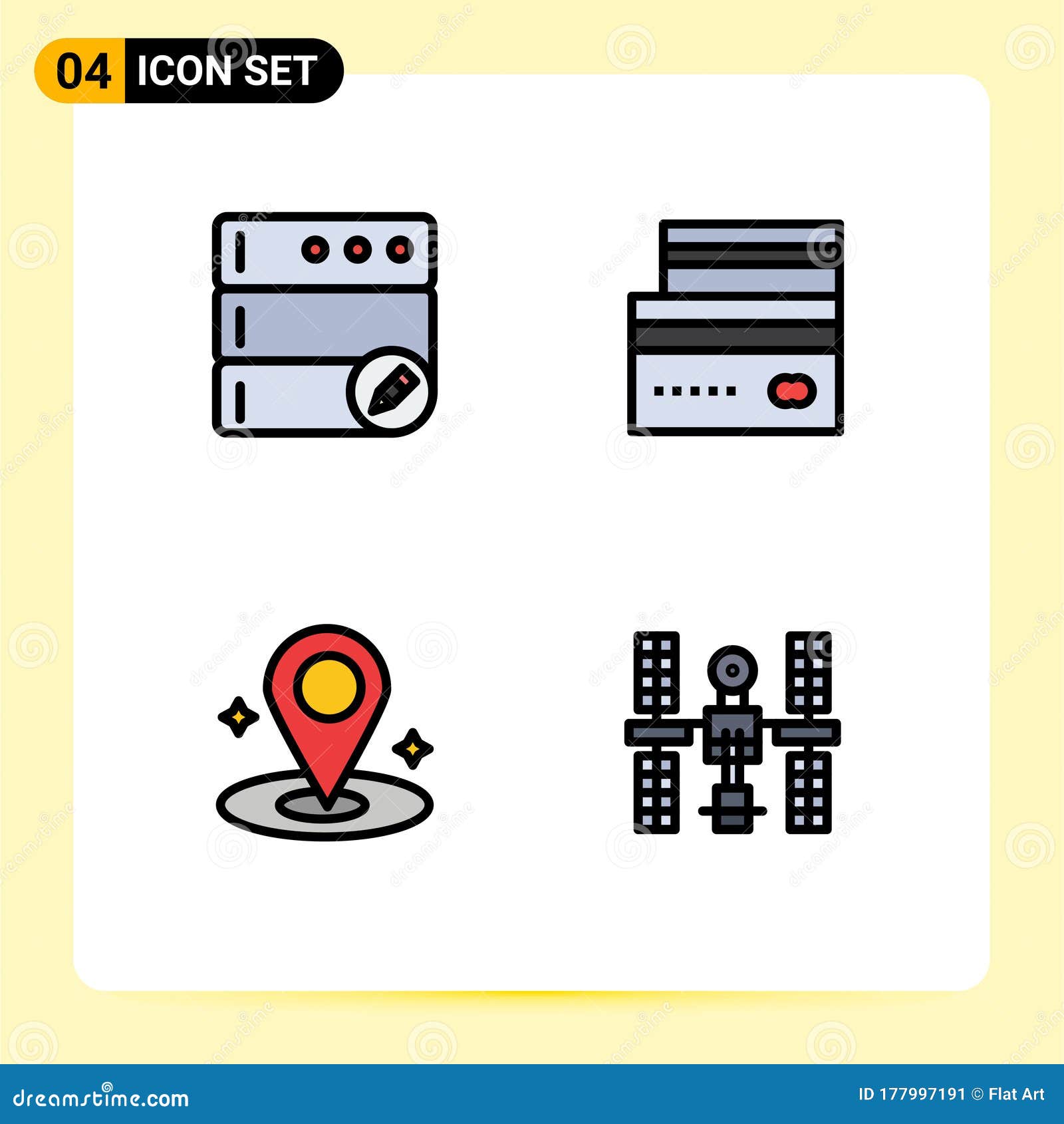 4 Filledline Flat Color Concept for Websites Mobile and Apps Database ...
