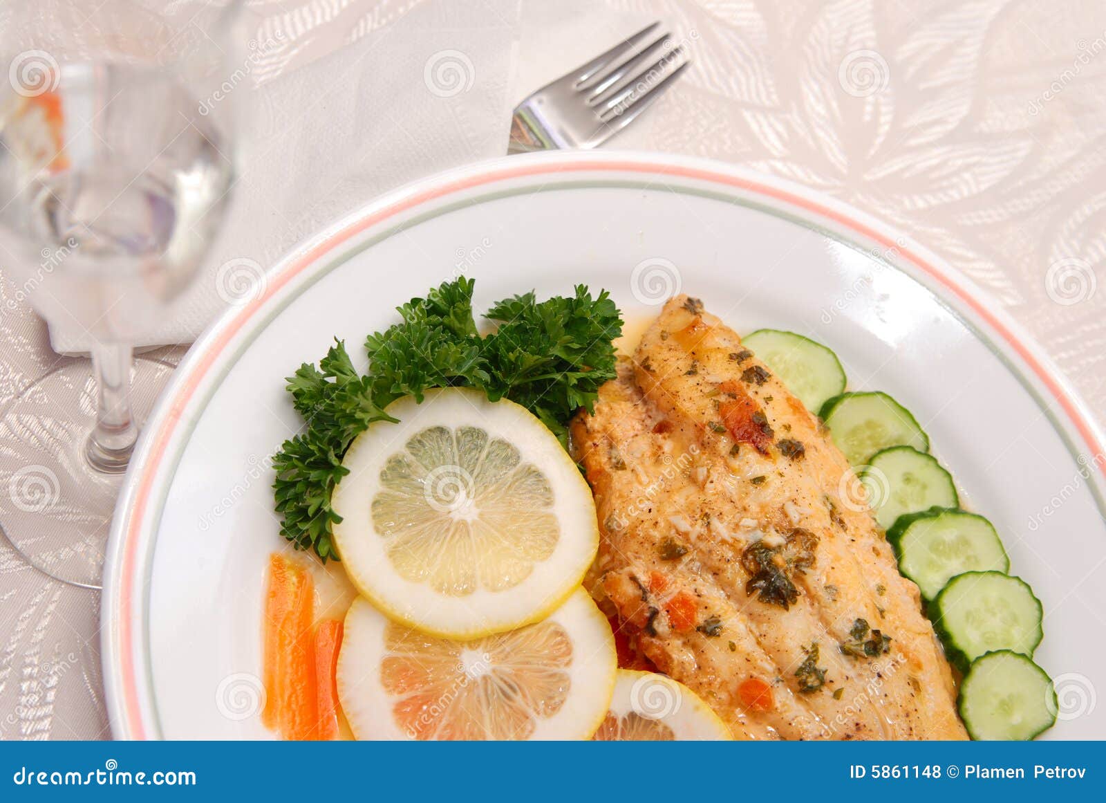 Fillet of Fish and Salad stock photo. Image of fish, grilled - 5861148