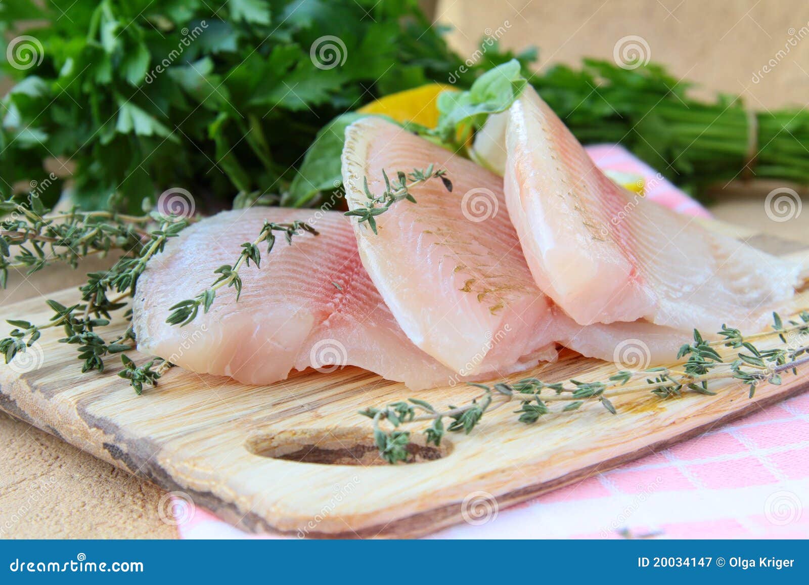 Fillet of Fresh Raw Fish with Herbs Stock Image - Image of eating ...