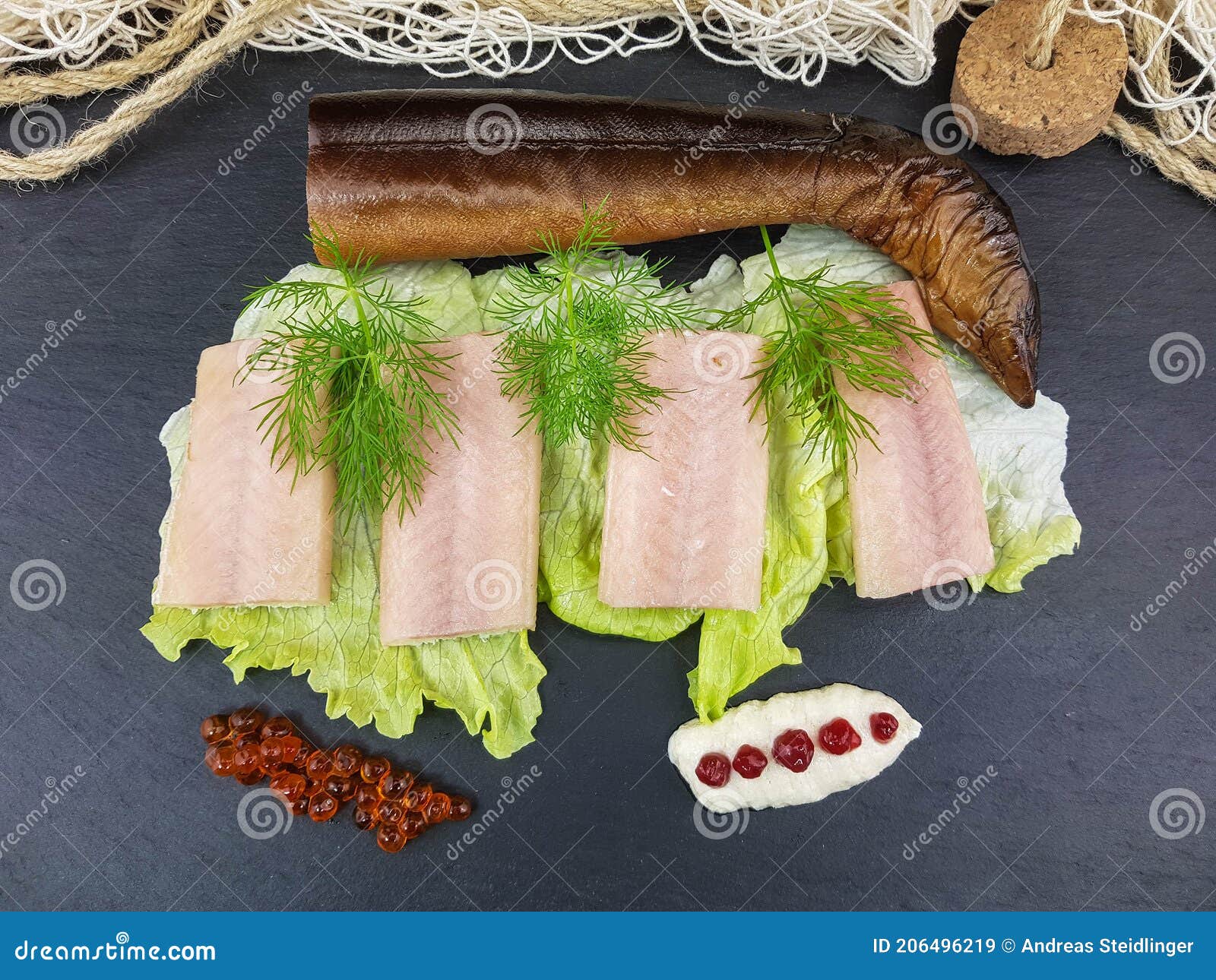 Smoked eel fillet stock image. Image of salad, food - 206496219