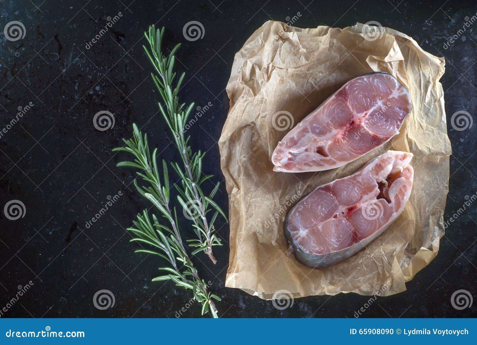 Fillet of Raw Fish and Ingredients for Cooking Stock Photo - Image of ...