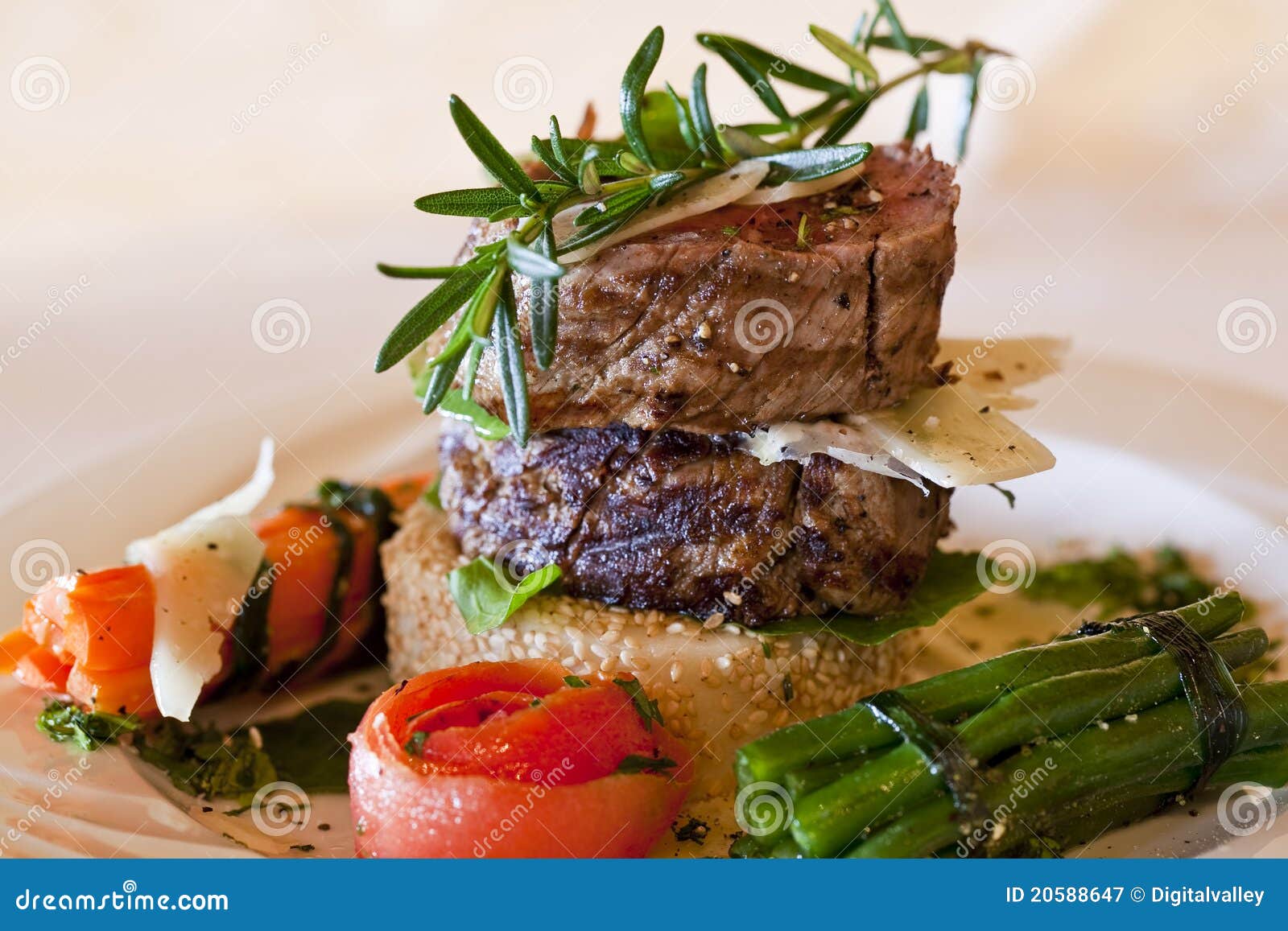 Fillet tower on Rosti stock image. Image of fillet, rosemary - 20588647