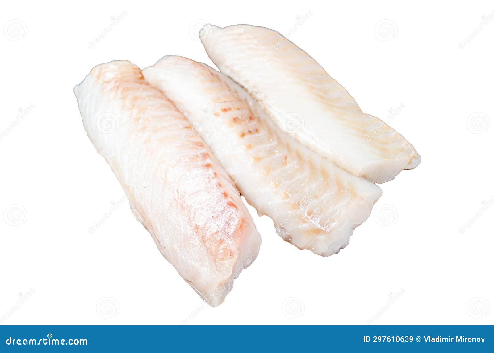 Fillets of Codfish, Raw Cod Fish Meat. Isolated, White Background ...