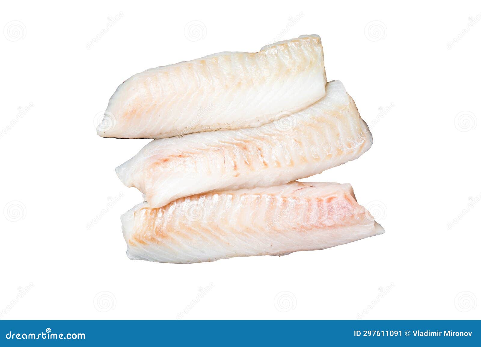 Fillets of Codfish, Raw Cod Fish Meat. Isolated, White Background ...