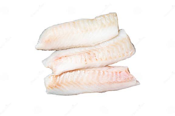 Fillets of Codfish, Raw Cod Fish Meat. Isolated, White Background ...