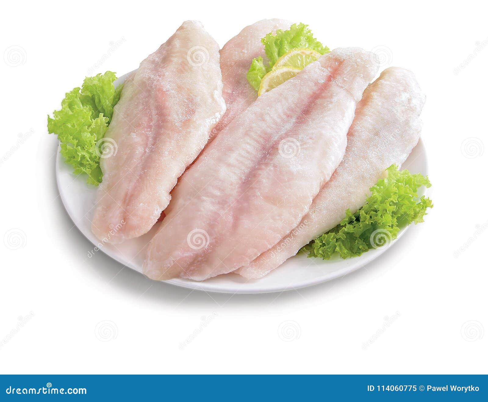 Fish Fillets on a Plate on White Background Stock Image - Image of fish ...