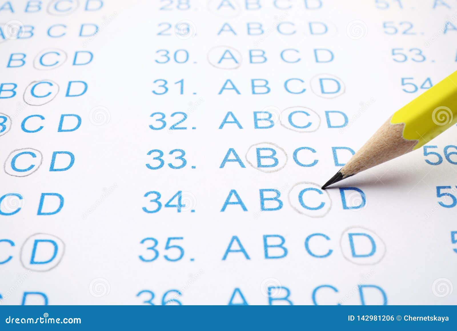 Filling Answer Sheet with Pencil, Closeup Stock Photo - Image of learn ...