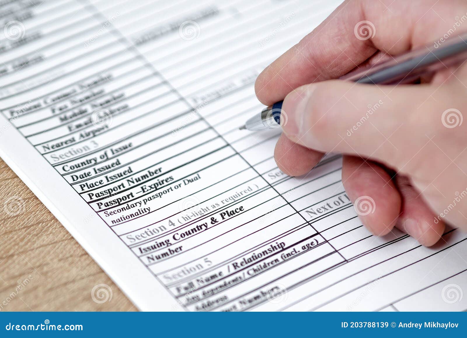 Filling in an Application Form for Visa Entry Stock Image - Image of ...