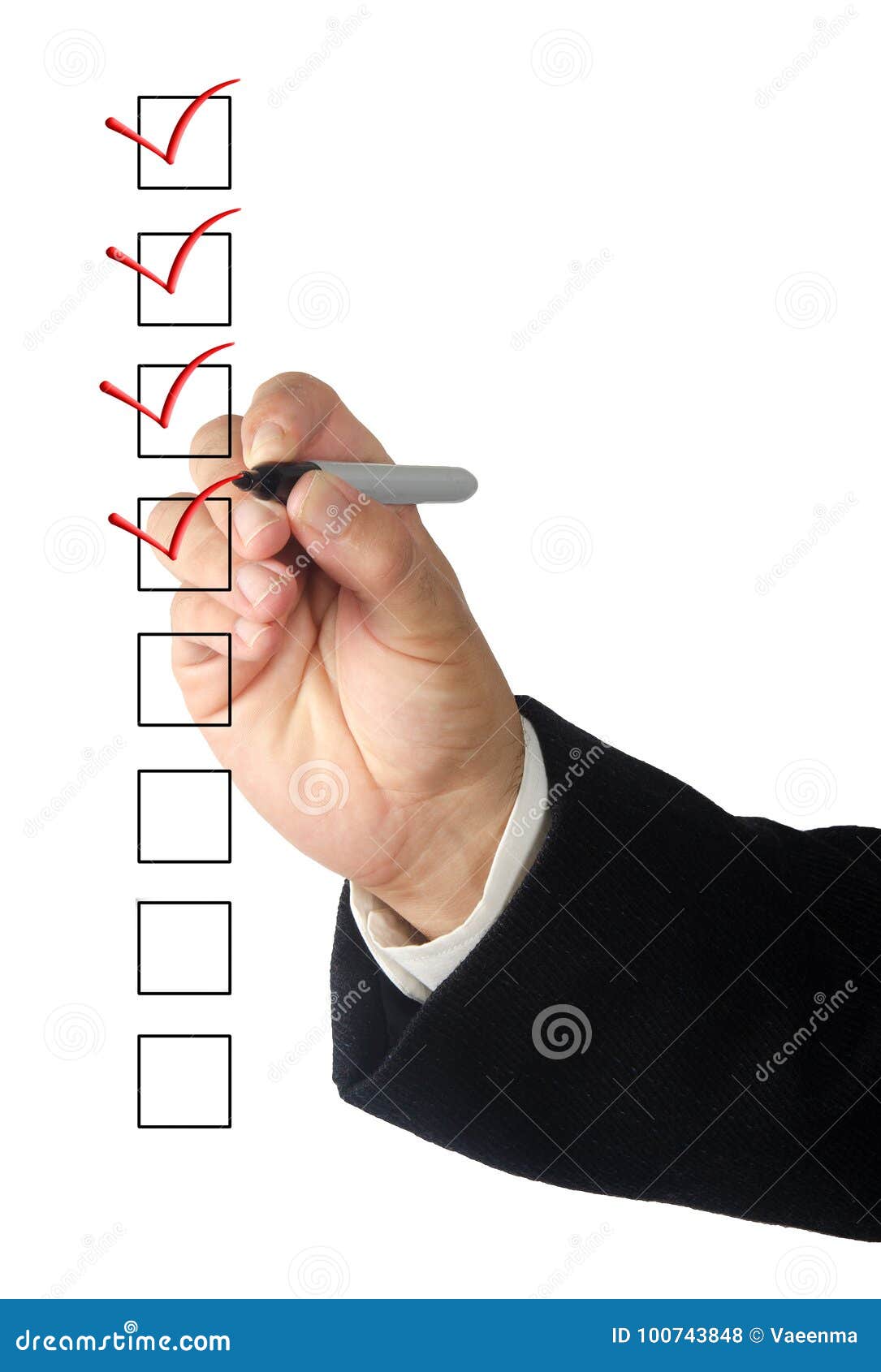 Filling checklist stock photo. Image of vertical, checkbox - 100743848