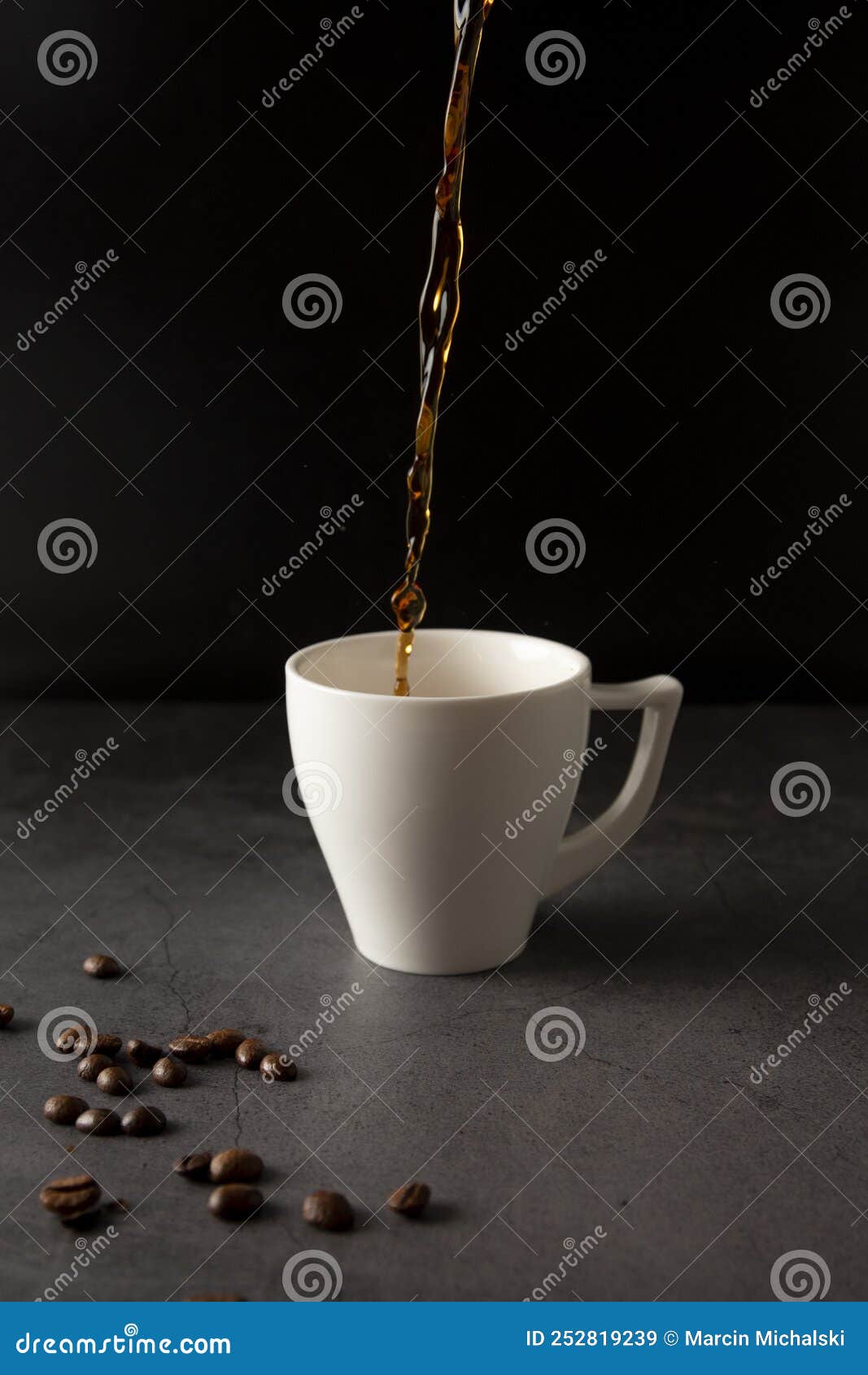Filling a Coffee Cup with Coffee in Slow Motion Stock Image - Image of ...