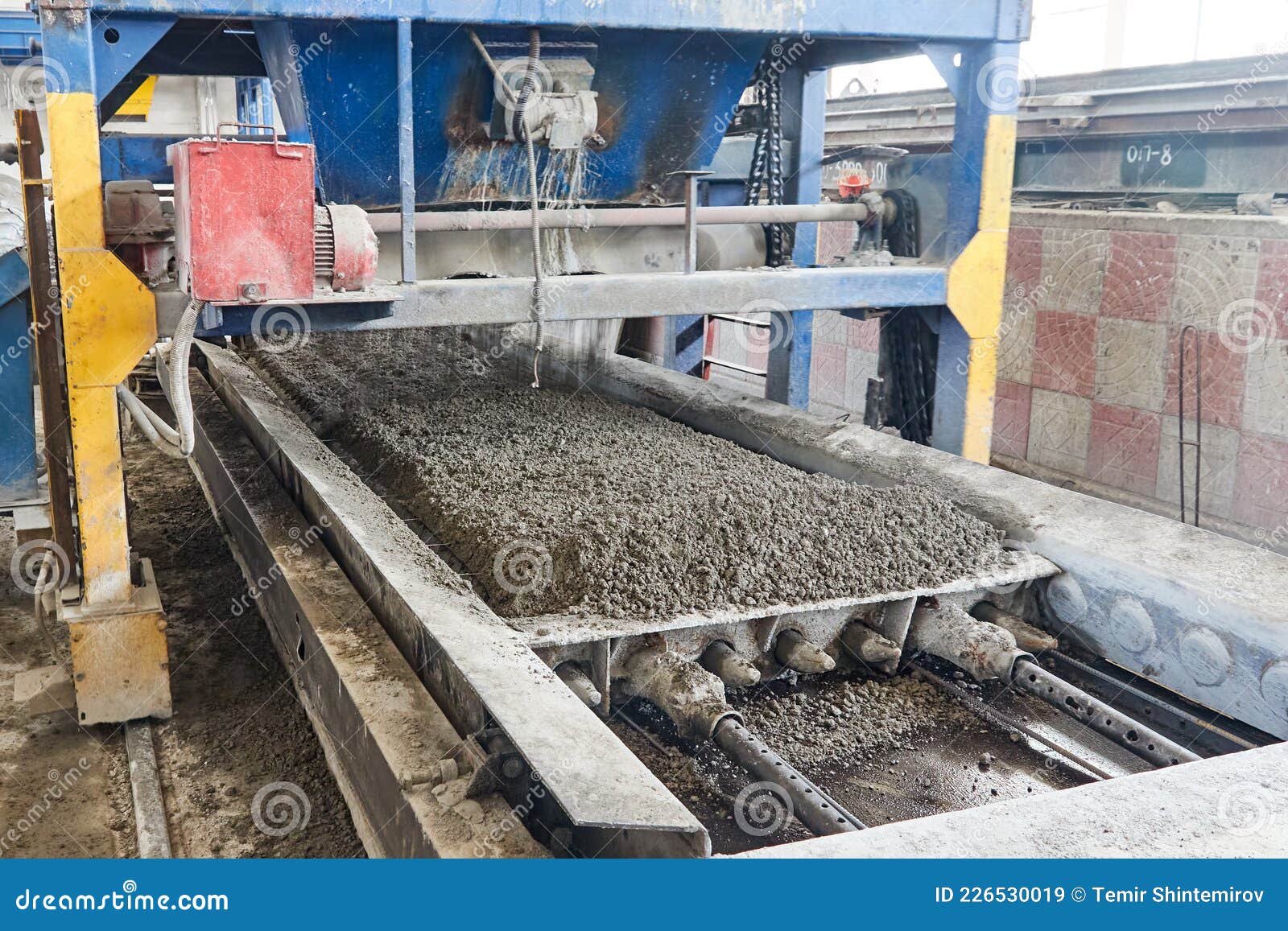 Filling with Concrete of Form during Production of Floor Slabs Stock ...