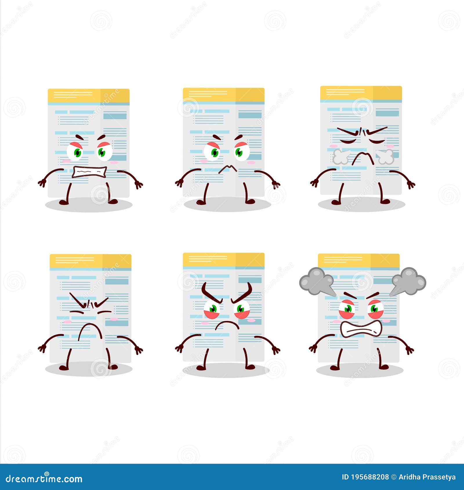 Filling Form Cartoon Character with Various Angry Expressions Stock ...
